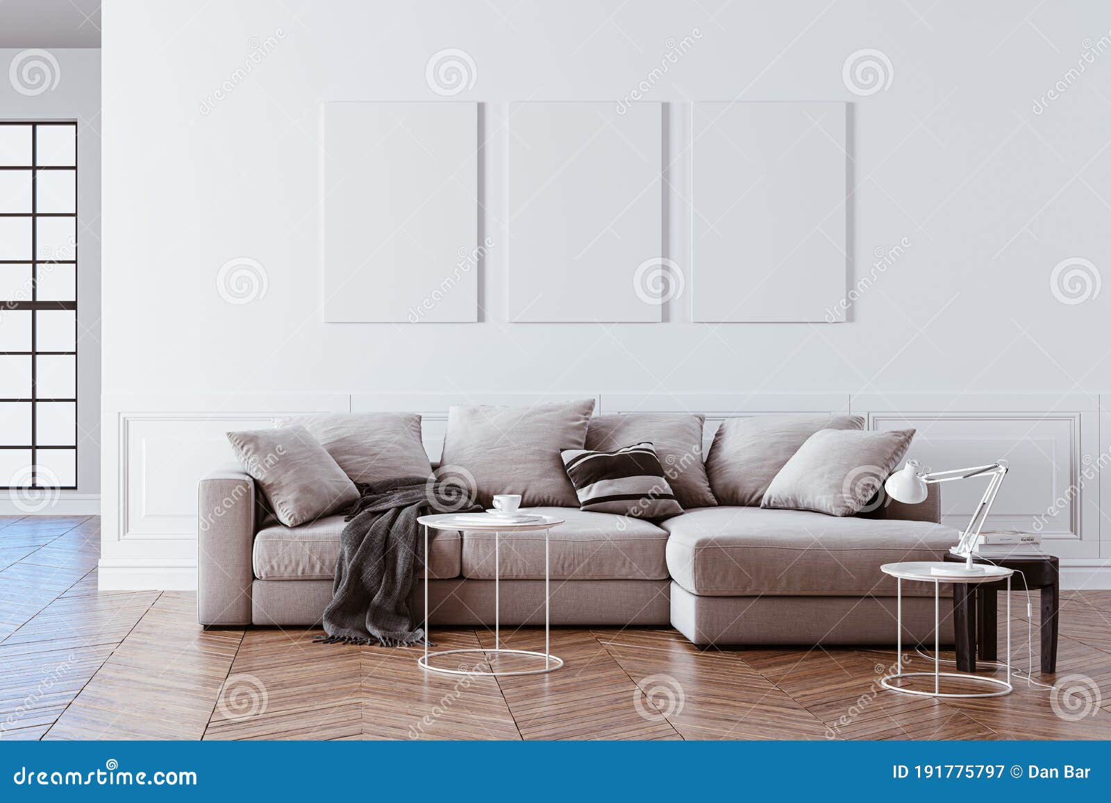 3d Render of Clean Interior with Sofa Stock Illustration - Illustration ...