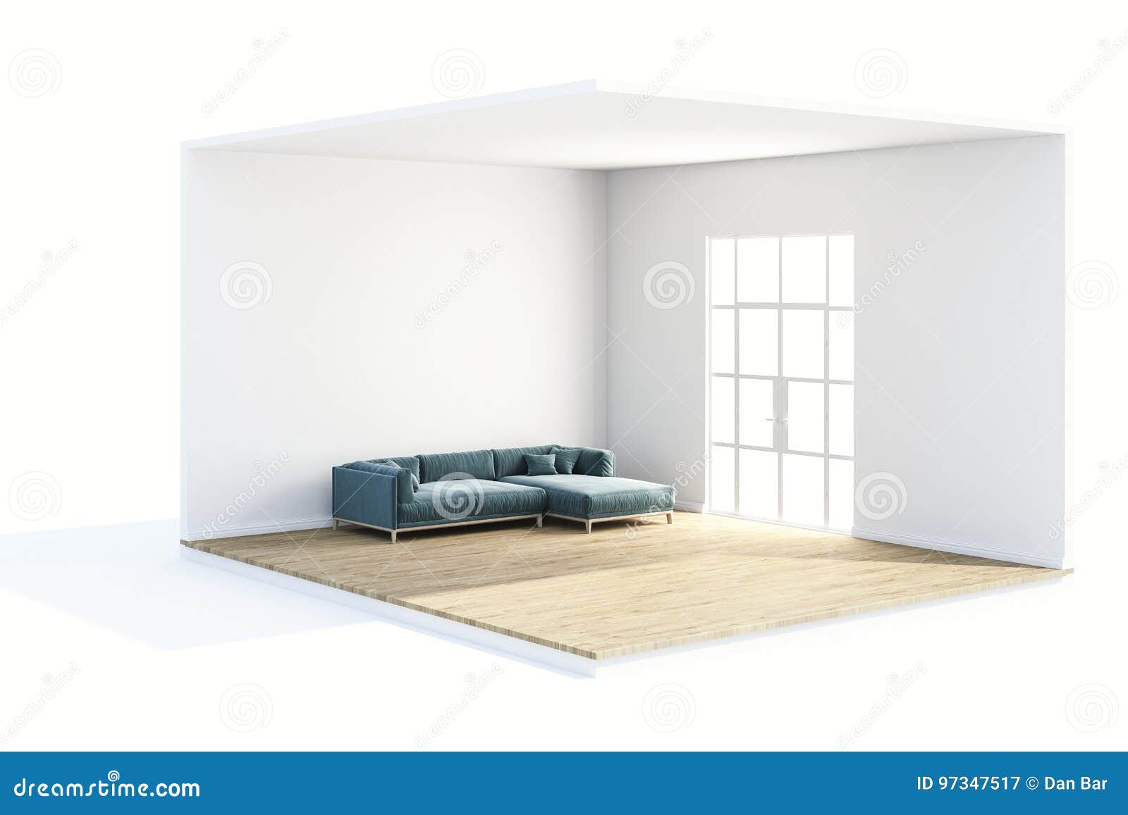 3d Render of Beautiful Clean Room Stock Illustration - Illustration of ...
