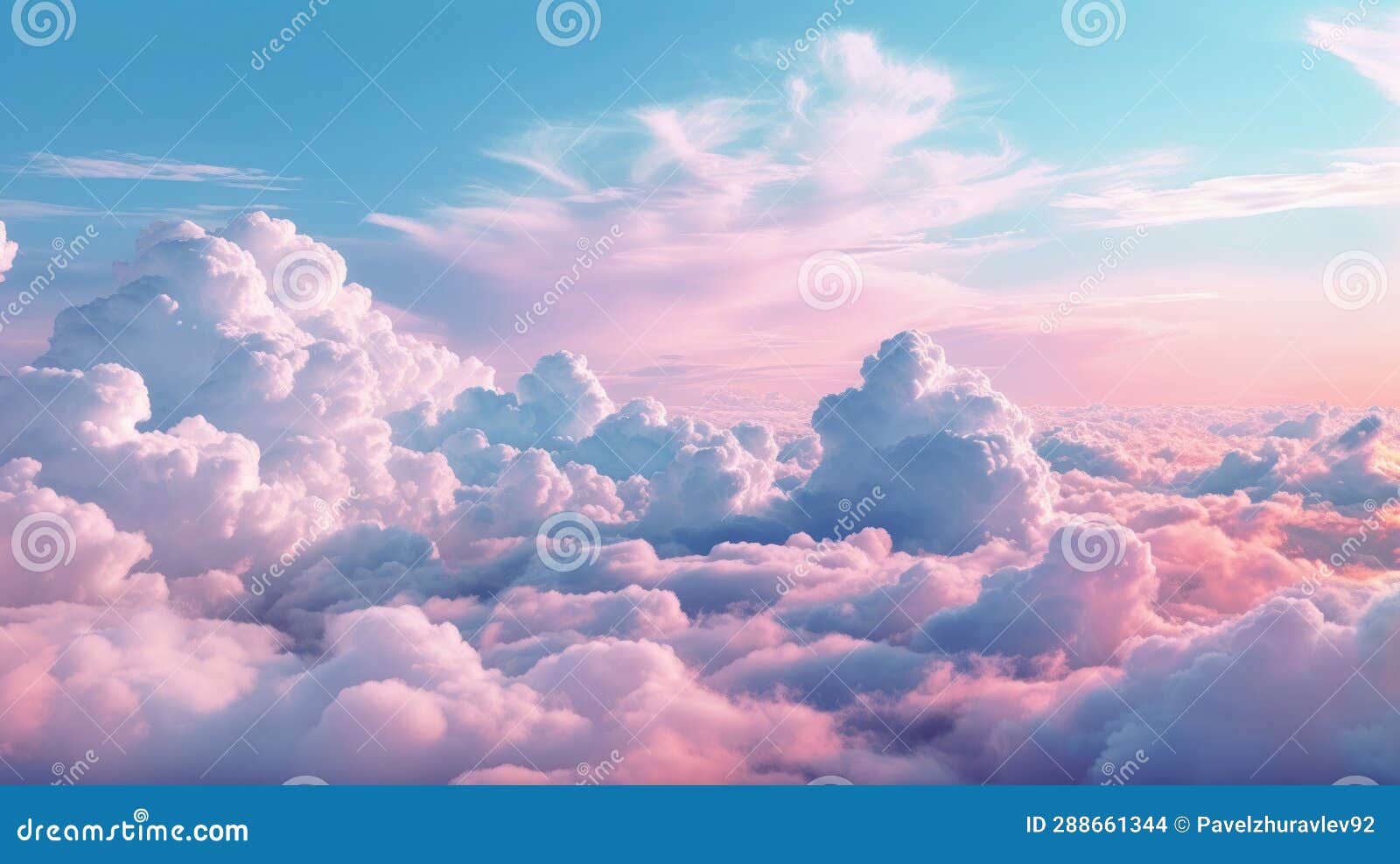 3d Render of Beautiful Cloudscape with Blue Sky and Pink Clouds Stock ...