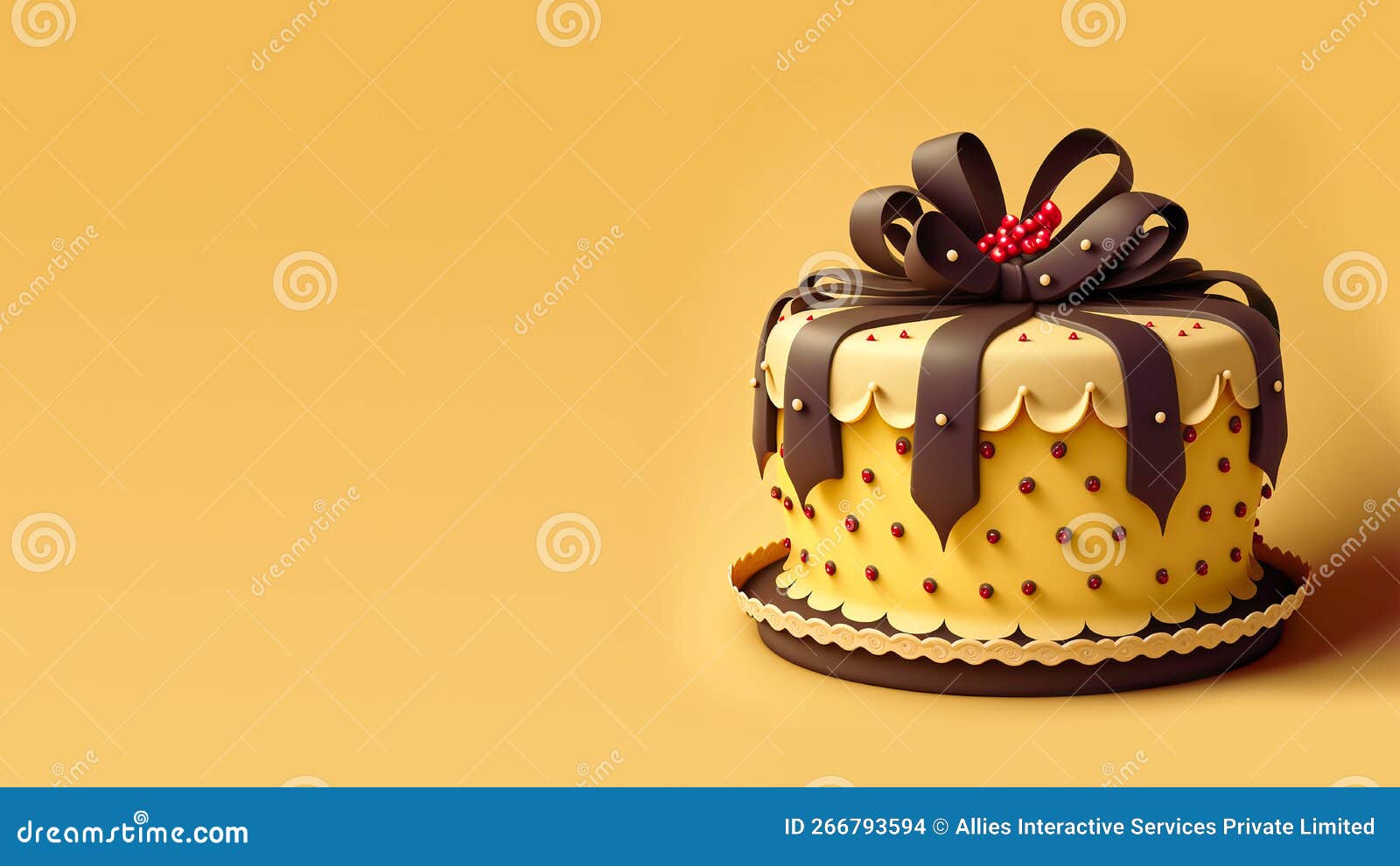 3D Render, Beautiful Colorful Cake with Chocolate Loopy Stock ...
