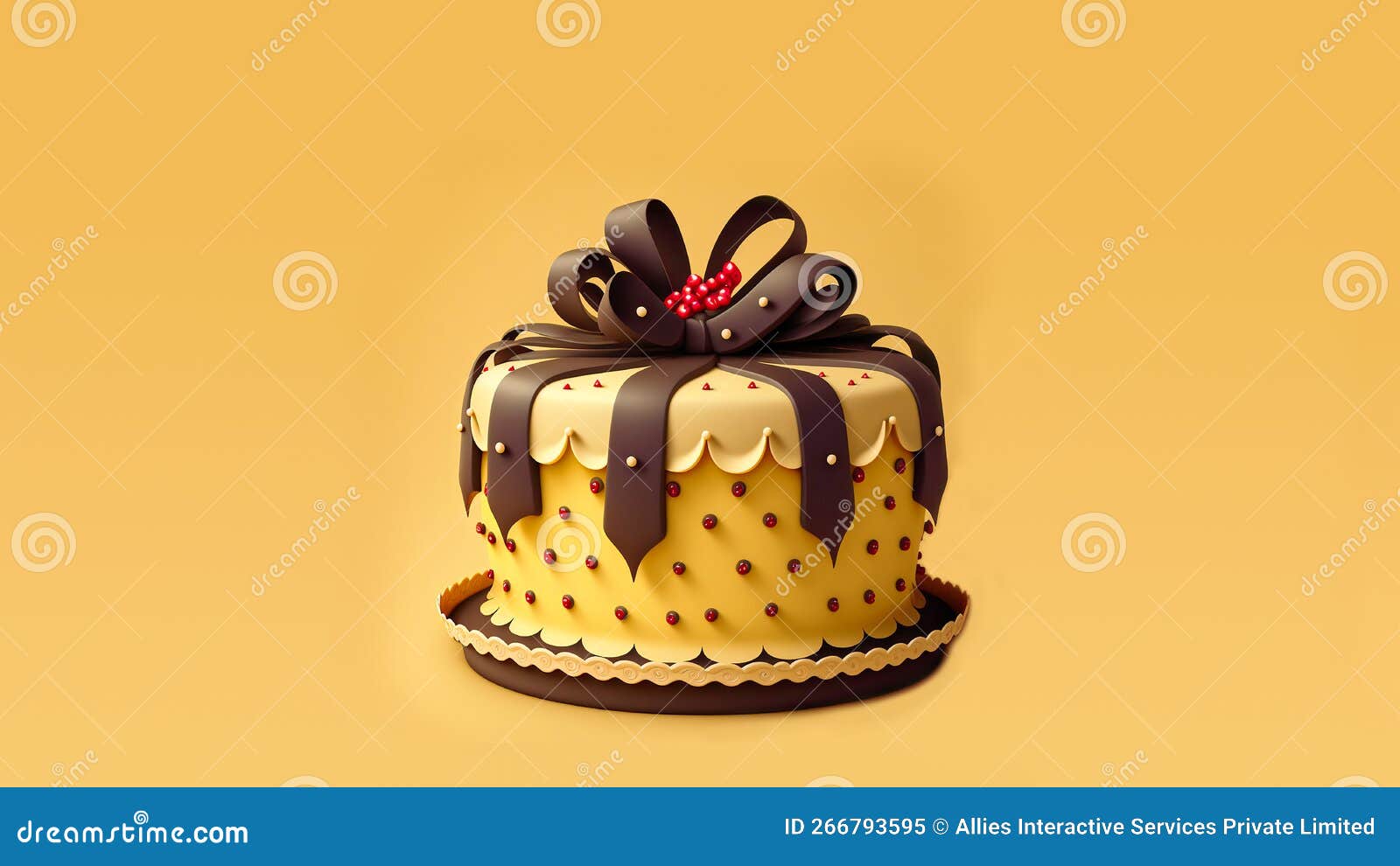3D Render, Beautiful Colorful Cake with Chocolate Loopy Stock ...
