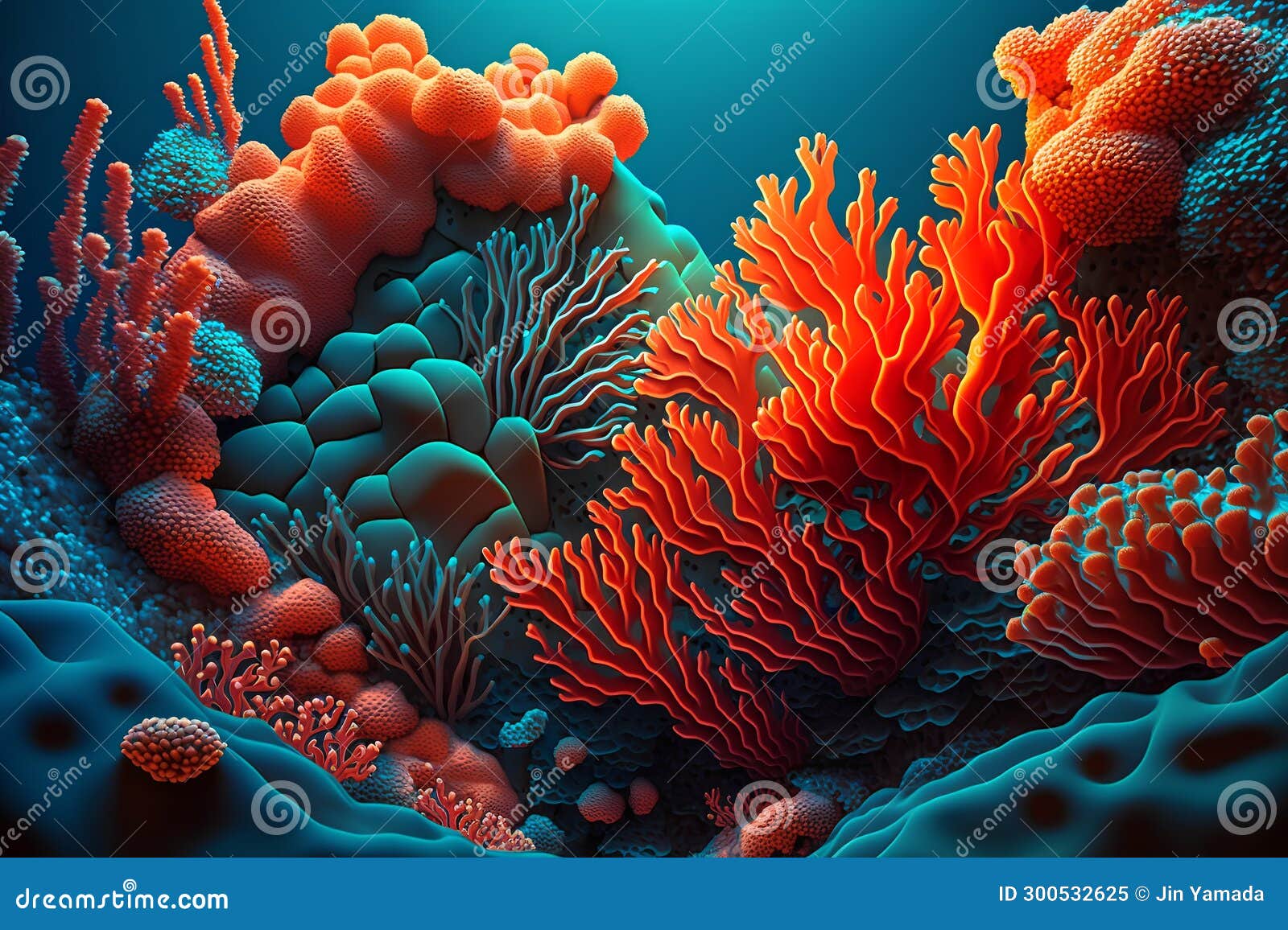 3D Render of a Beautiful Coral Reef with Hard Corals. Stock ...