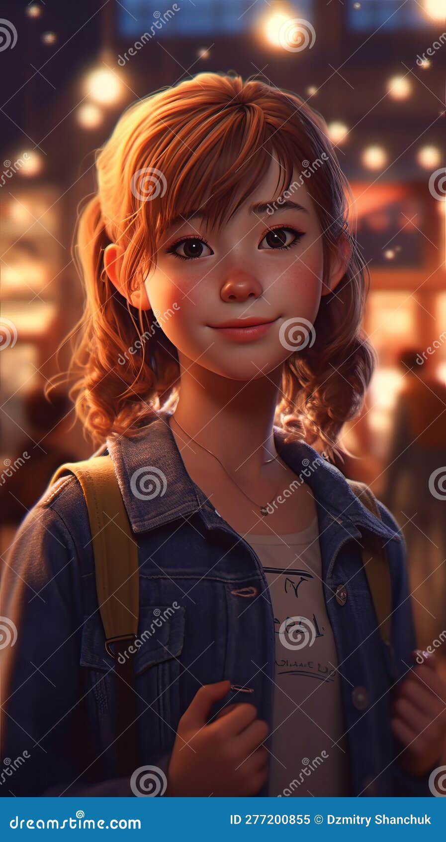 3d Render Beautiful Girl Portrait Generative Ai Stock Illustration