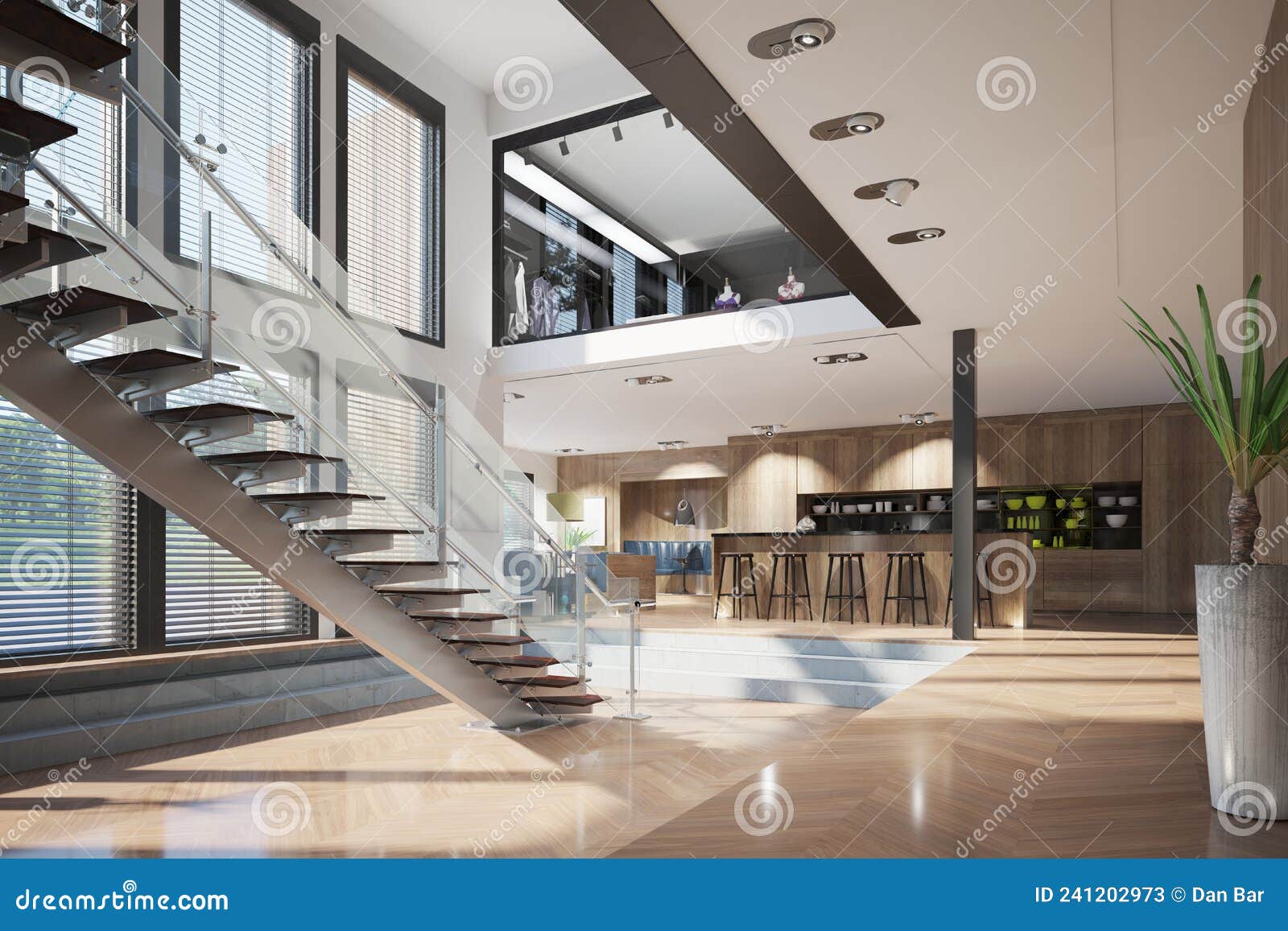 3d Render of Beautiful Luxurious Home Interior Stock Illustration ...