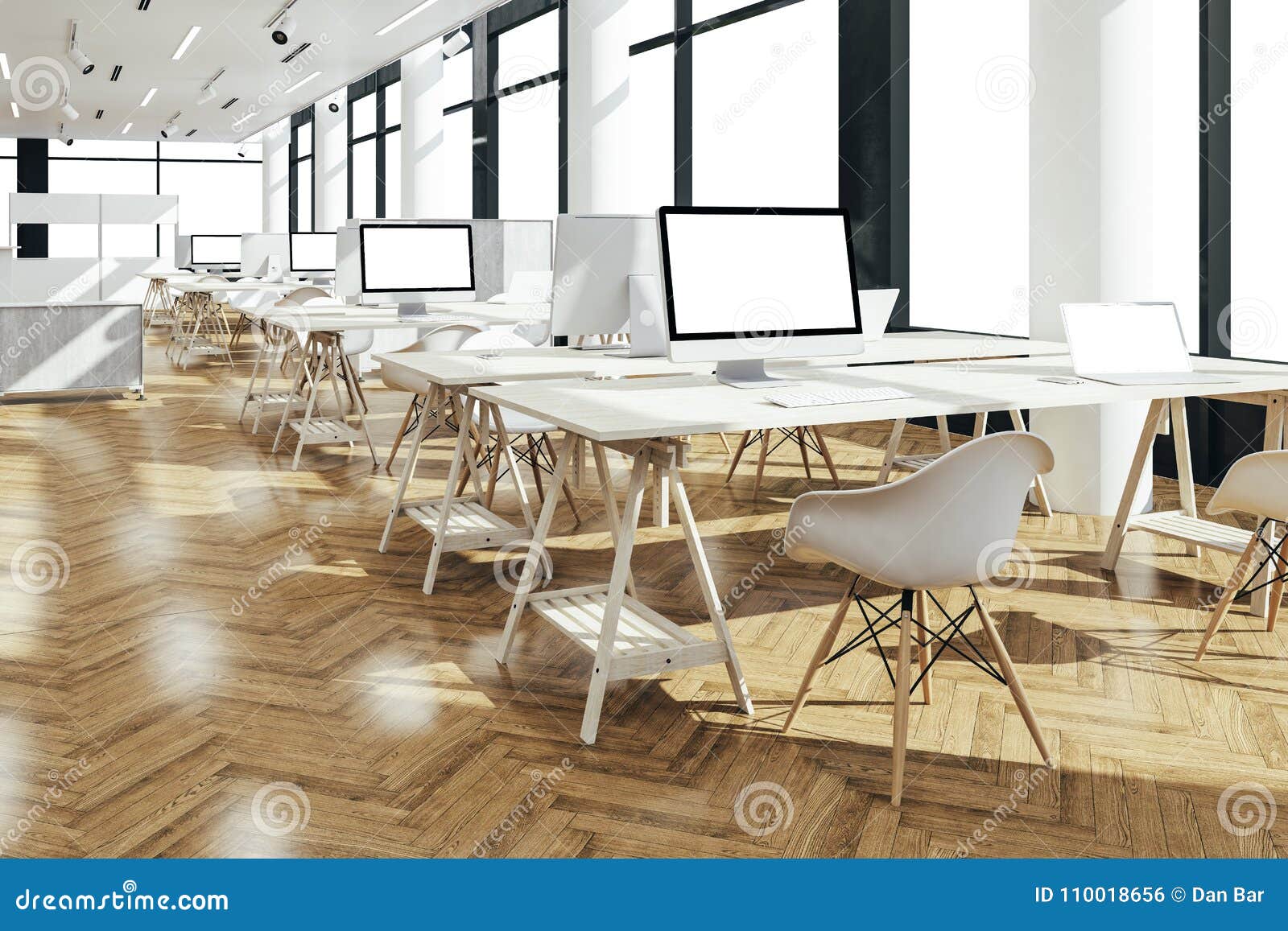 3d Render of Beautiful Modern Office Interior Stock Illustration ...
