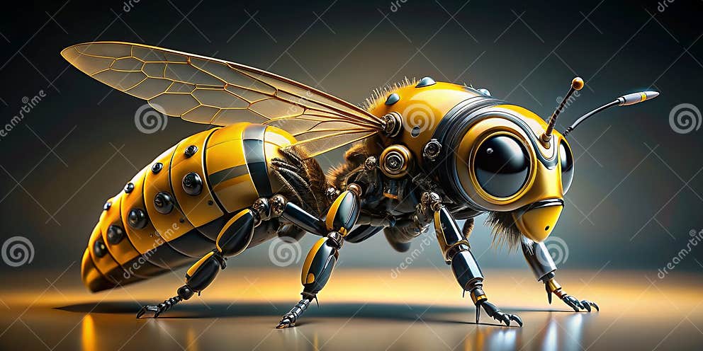 3d Render of Bee on Dark Background 3d Rendering Generative AI Stock ...