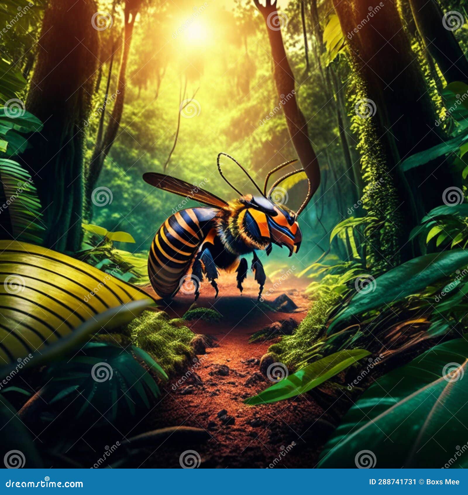3d Render of a Bee in the Jungle. 3d Illustration AI Generated Stock ...