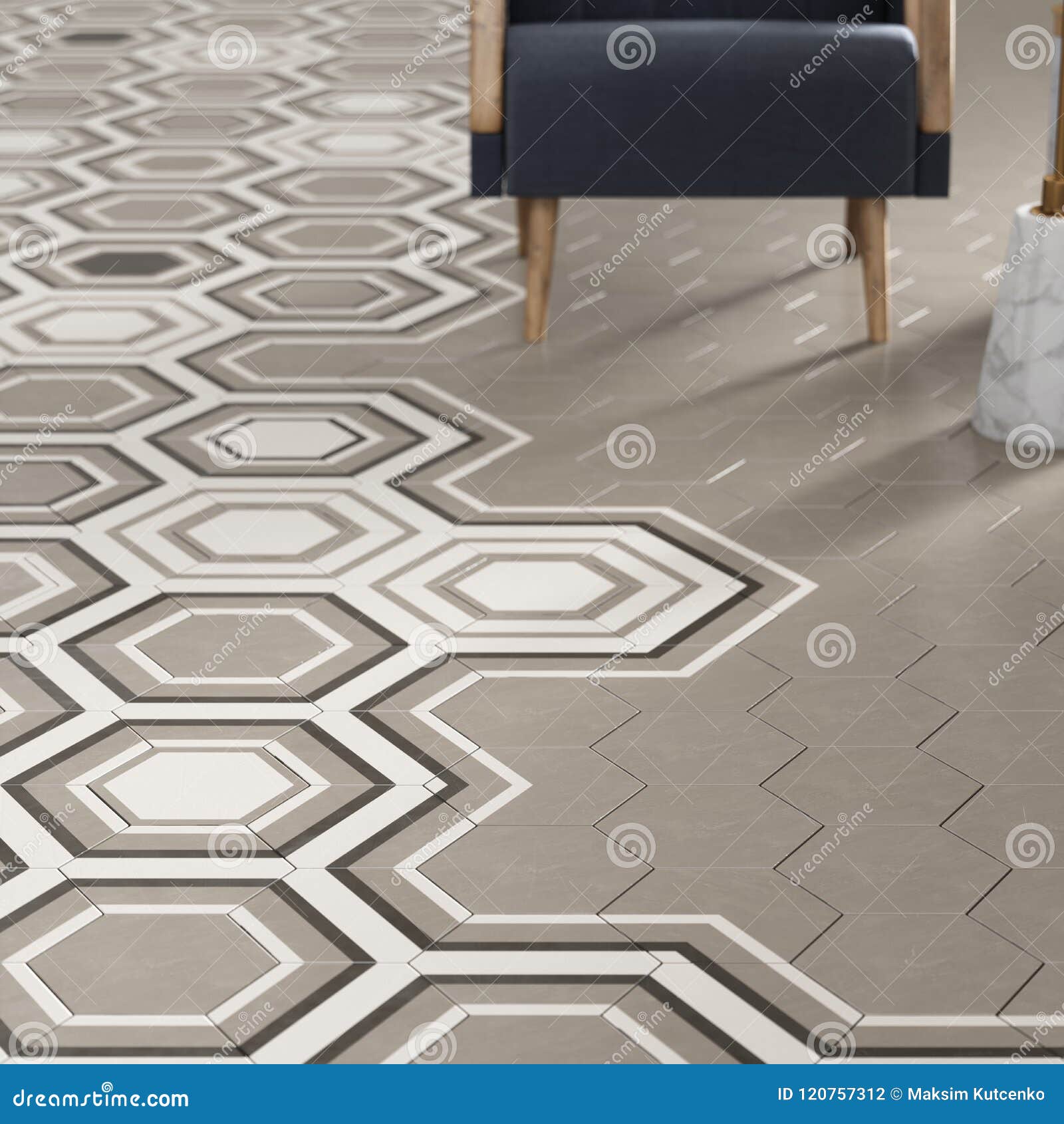 3d Render of Beige Floor Tile with Pattern Stock Illustration ...