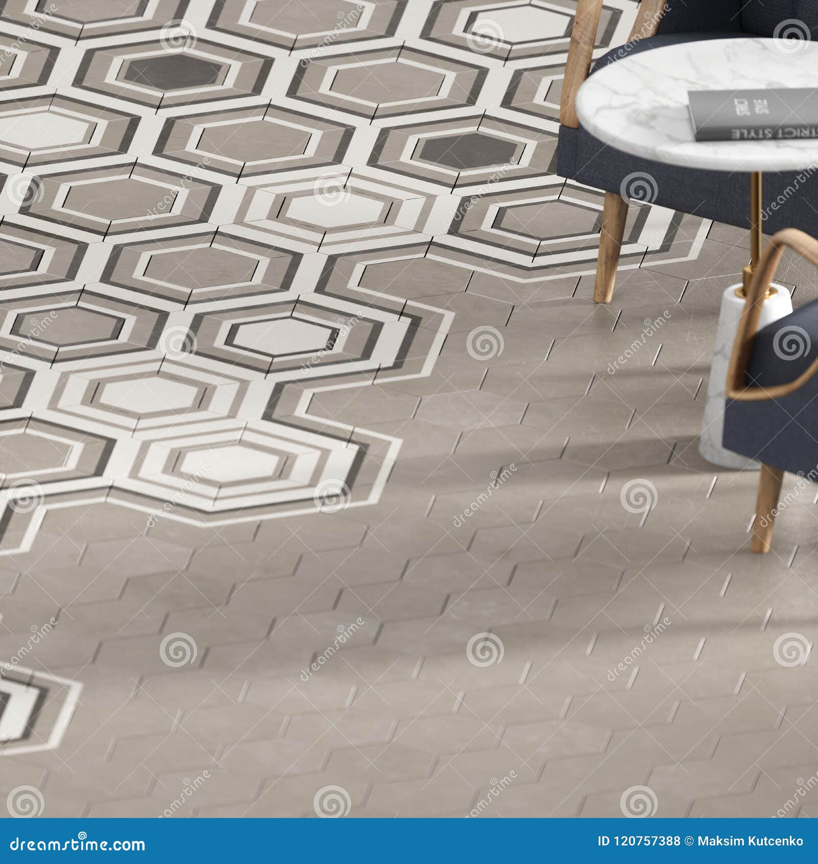 3d Render of Beige Floor Tile with Pattern Stock Illustration ...