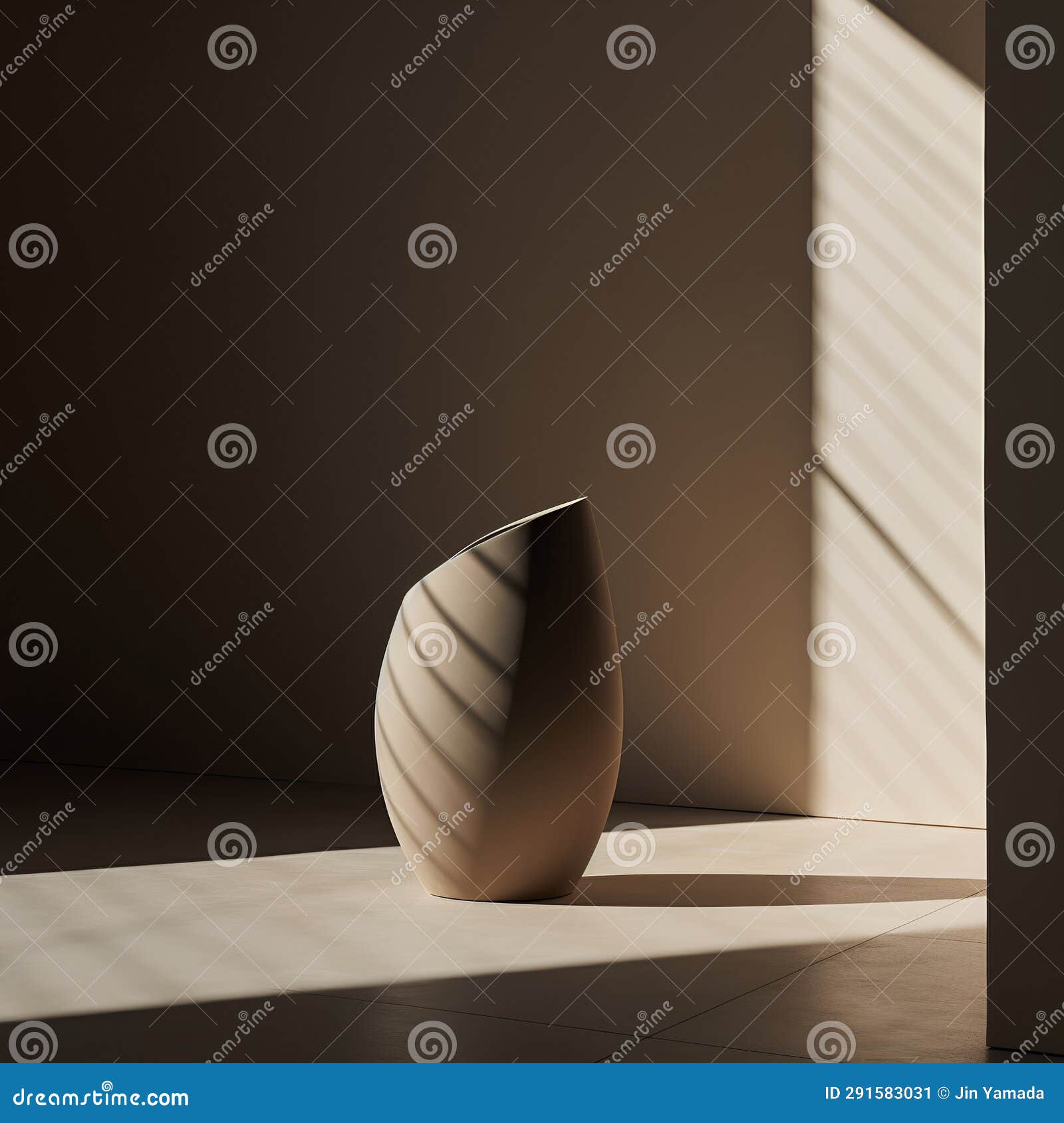 3d Render of Beige Vase with Shadow on the Wall Stock Illustration ...