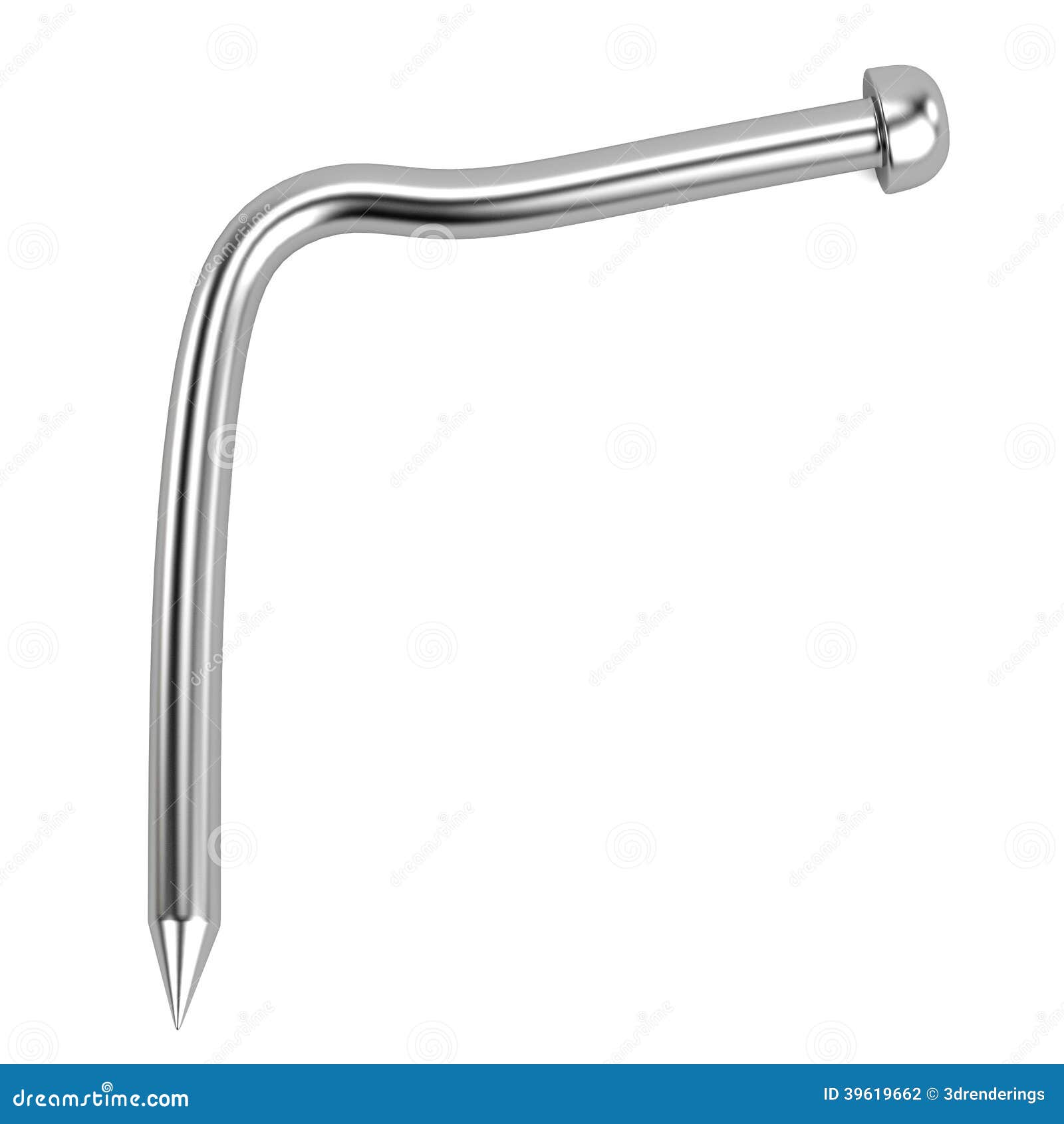 3d render of bended nail stock illustration. Illustration of nail ...