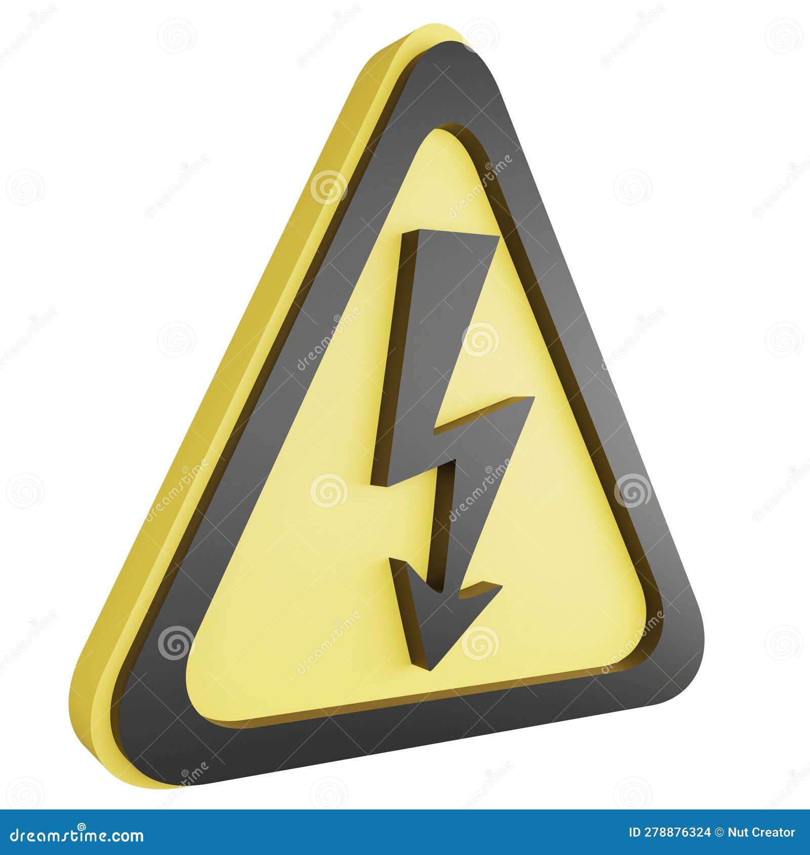 3D Render Beware High Voltage Sign Icon Isolated on White Background ...