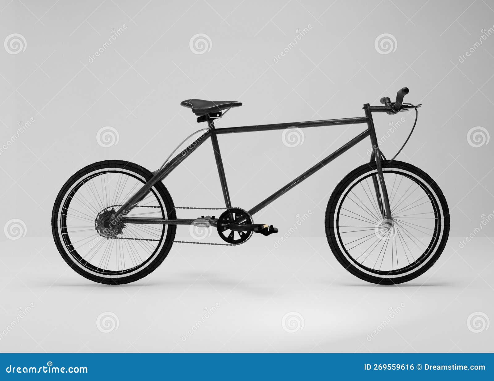 3d Render Bicycle Side View Isolated on White Background. Realistic ...