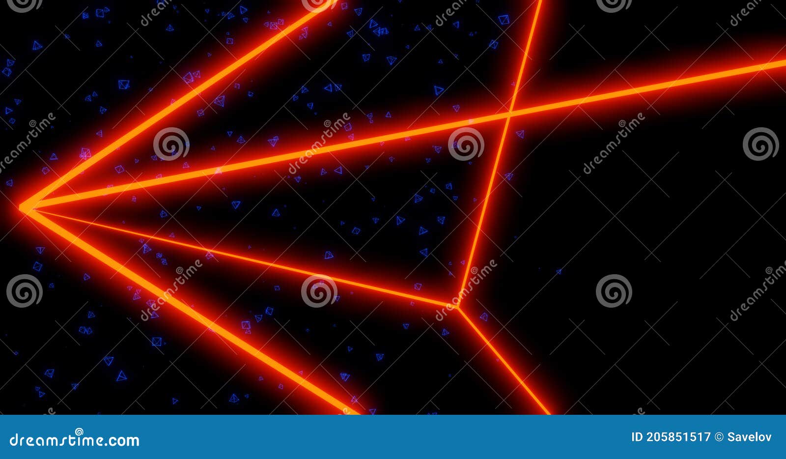 Render with Big Red and Small Blue Neon Triangles Stock Illustration ...