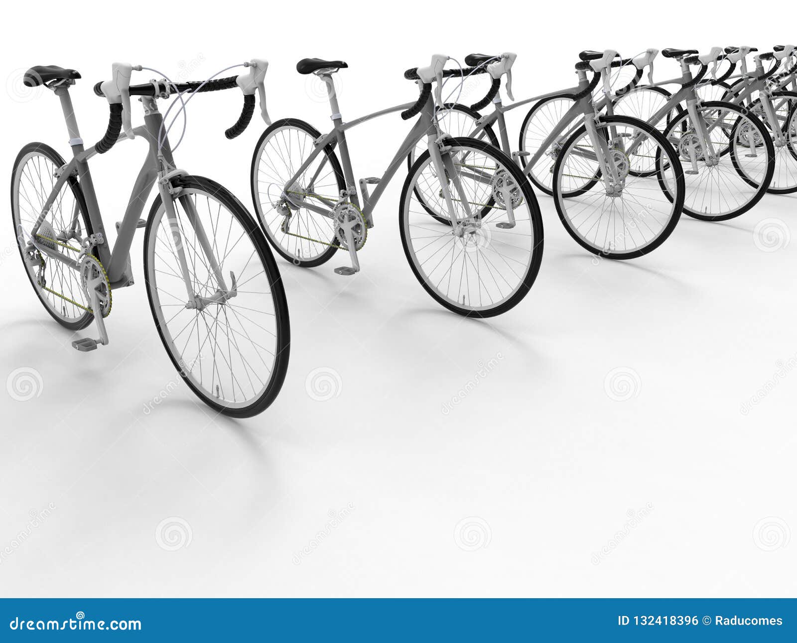 3D Render - Bikes Arranged In A Line Stock Illustration - Illustration ...