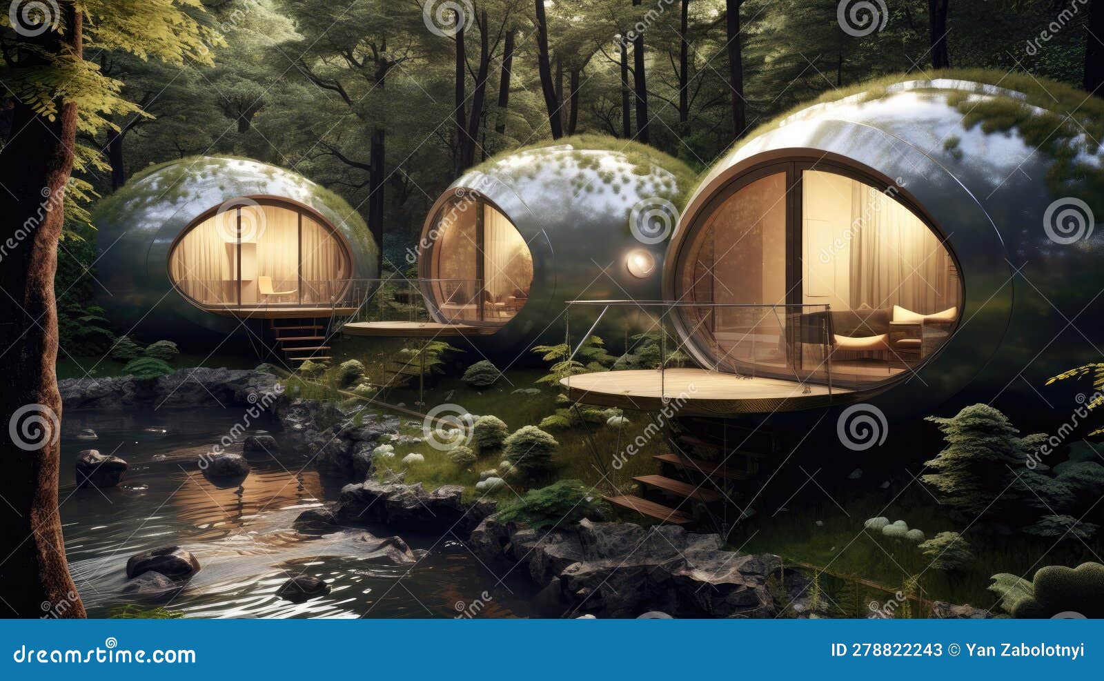 3D Render Bioadaptive Living Pods with Shapeshifting Architecture ...
