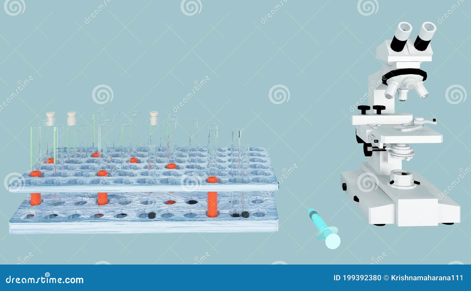 3d Render Biochemistry Laboratory Research with Microscope Equipment ...