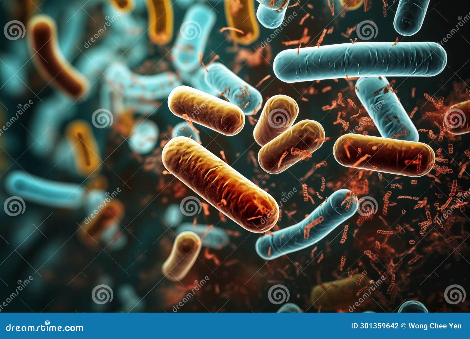 3D Render Biological Micro-organisms Bacteria Germs Viruses Wallpaper ...