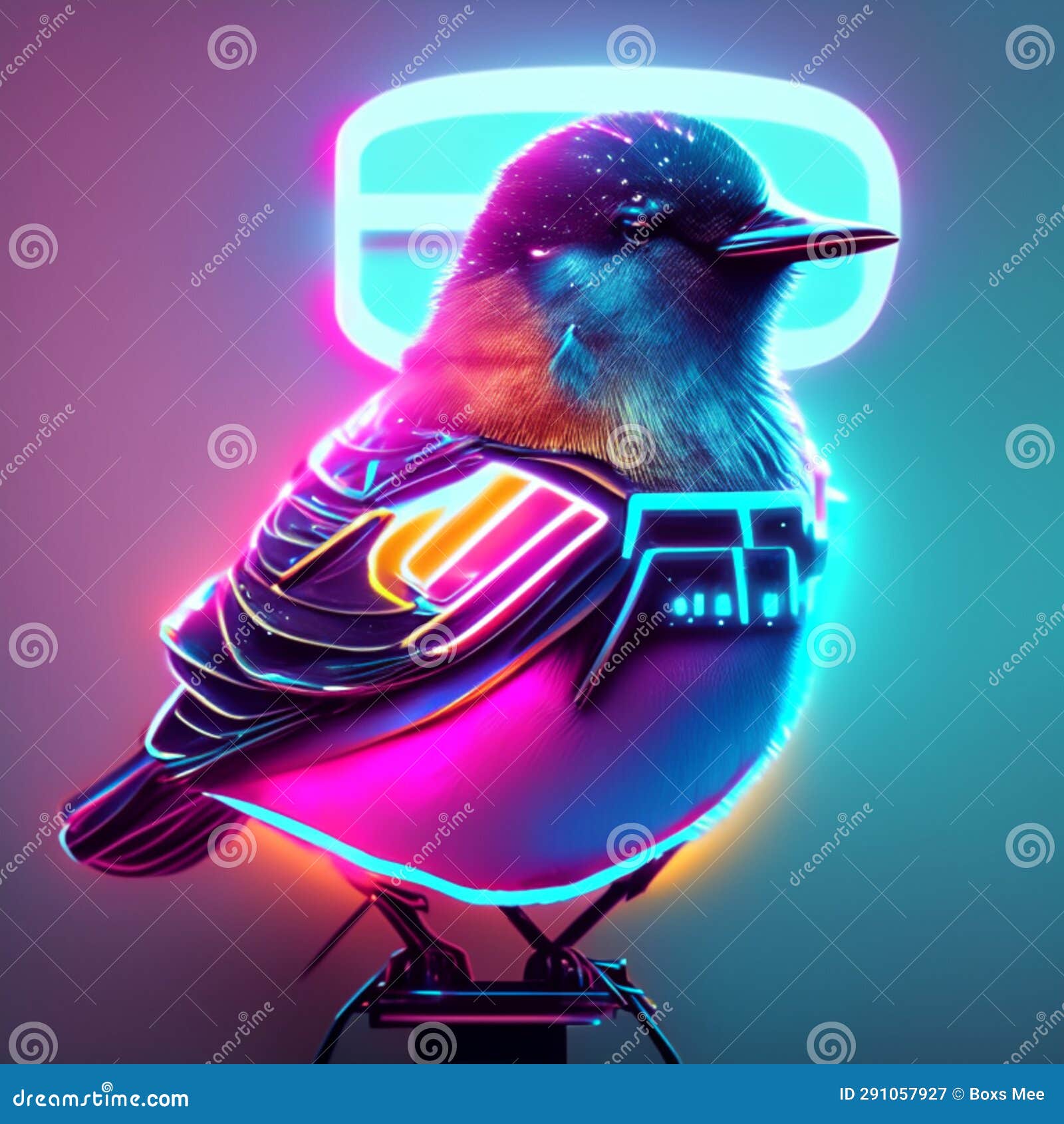 3d Render of a Bird in Neon Light. 3d Illustration AI Generated Stock ...