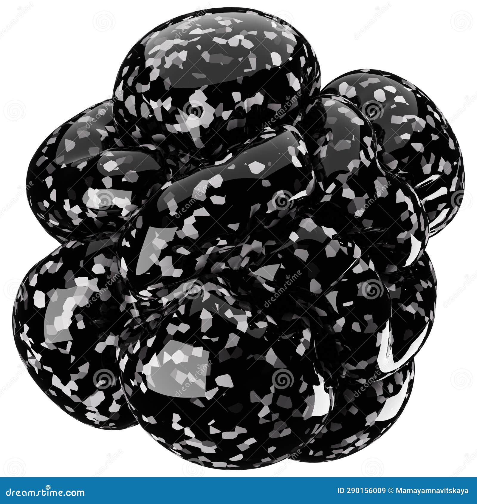 3D Render Black Abstract Object Illustration, Inflated Abstract Balloon ...