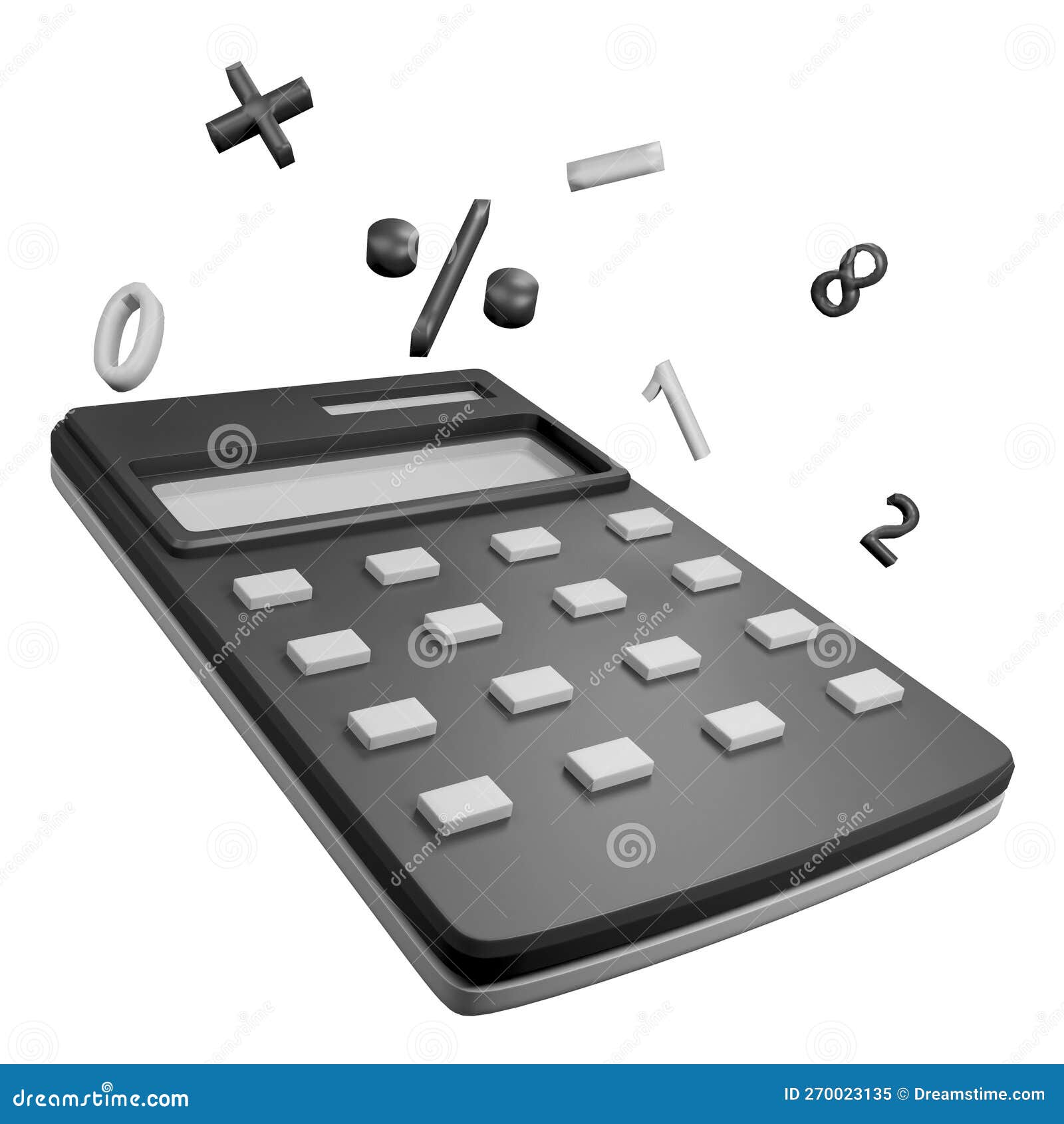 3D Render Black Calculator Icon Isolated on White Background Stock ...