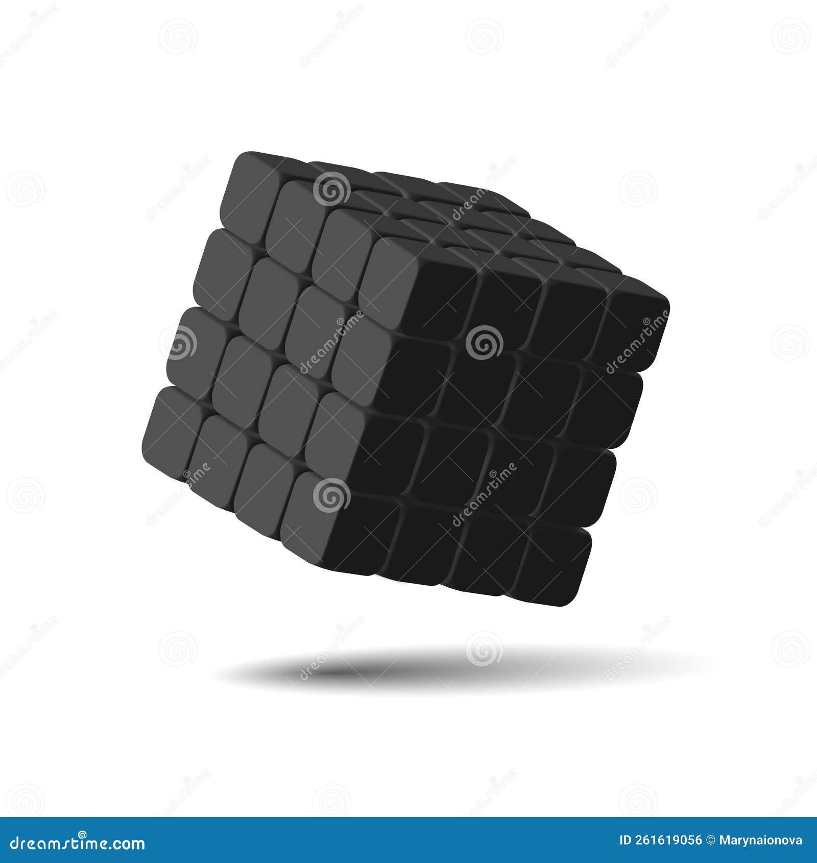3d Render Black Cube Puzzle of Smaller Cubes, Isolated Shape Stock ...