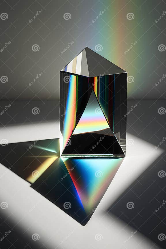 3d Render of Black Cube with Rainbow Reflection on a White Background ...