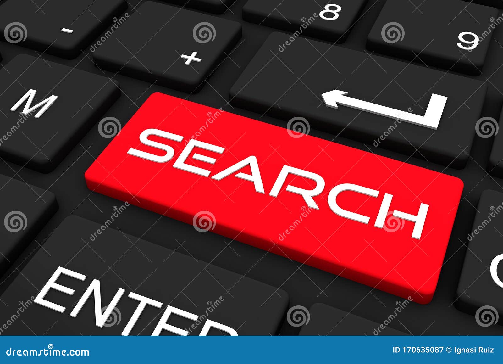 3D Render. Black Keyboard with Search Key , Business and Technology ...