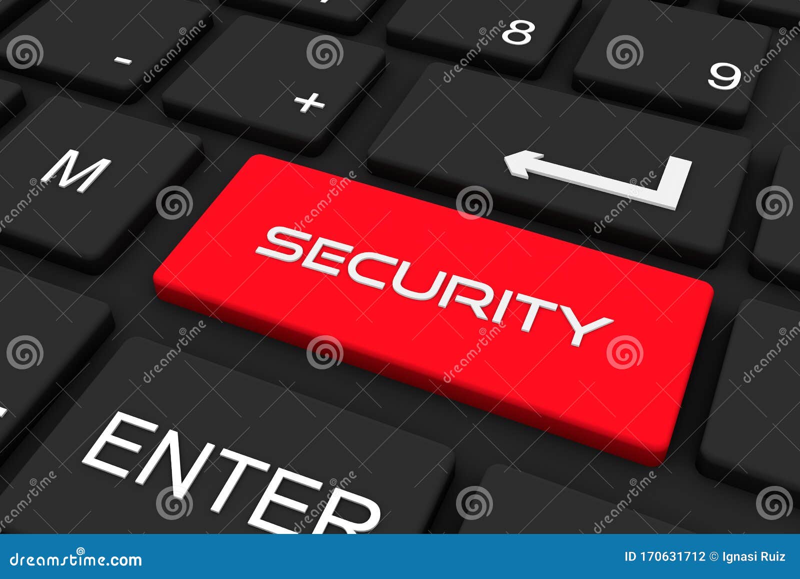 3D Render. Black Keyboard with Security Key , Business and Technology ...