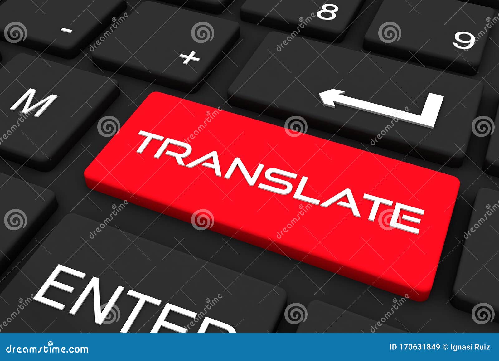 3D Render. Black Keyboard with Translate Key , Business and Technology ...