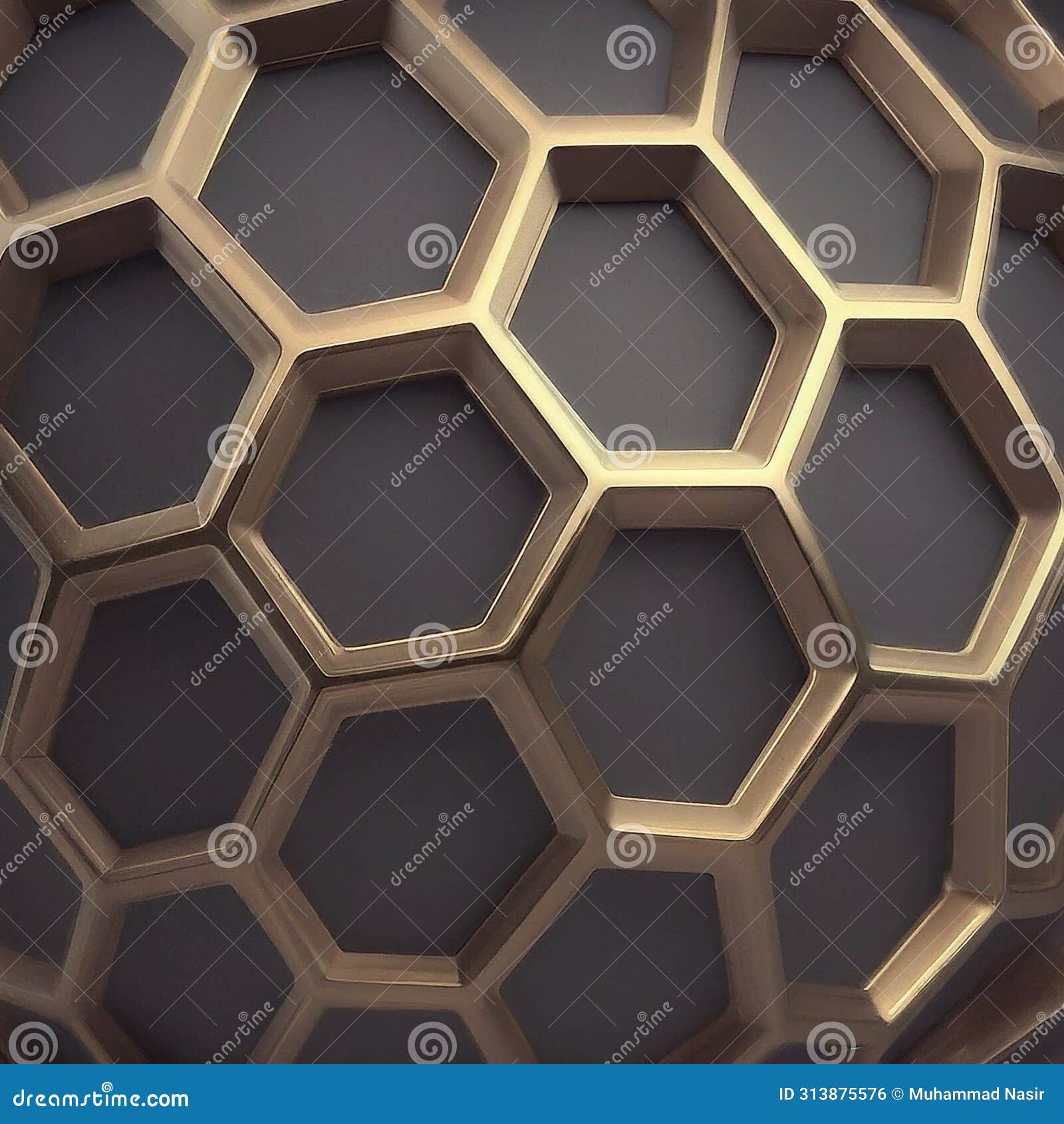 3D Render of a Black Sphere with a Honeycomb Pattern Stock Illustration ...