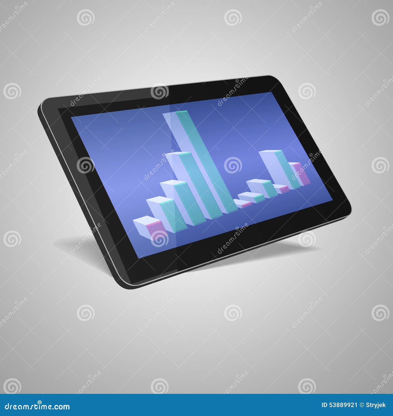 3d Render of Black Tablet Pc with Market Stock Image - Image of growth ...