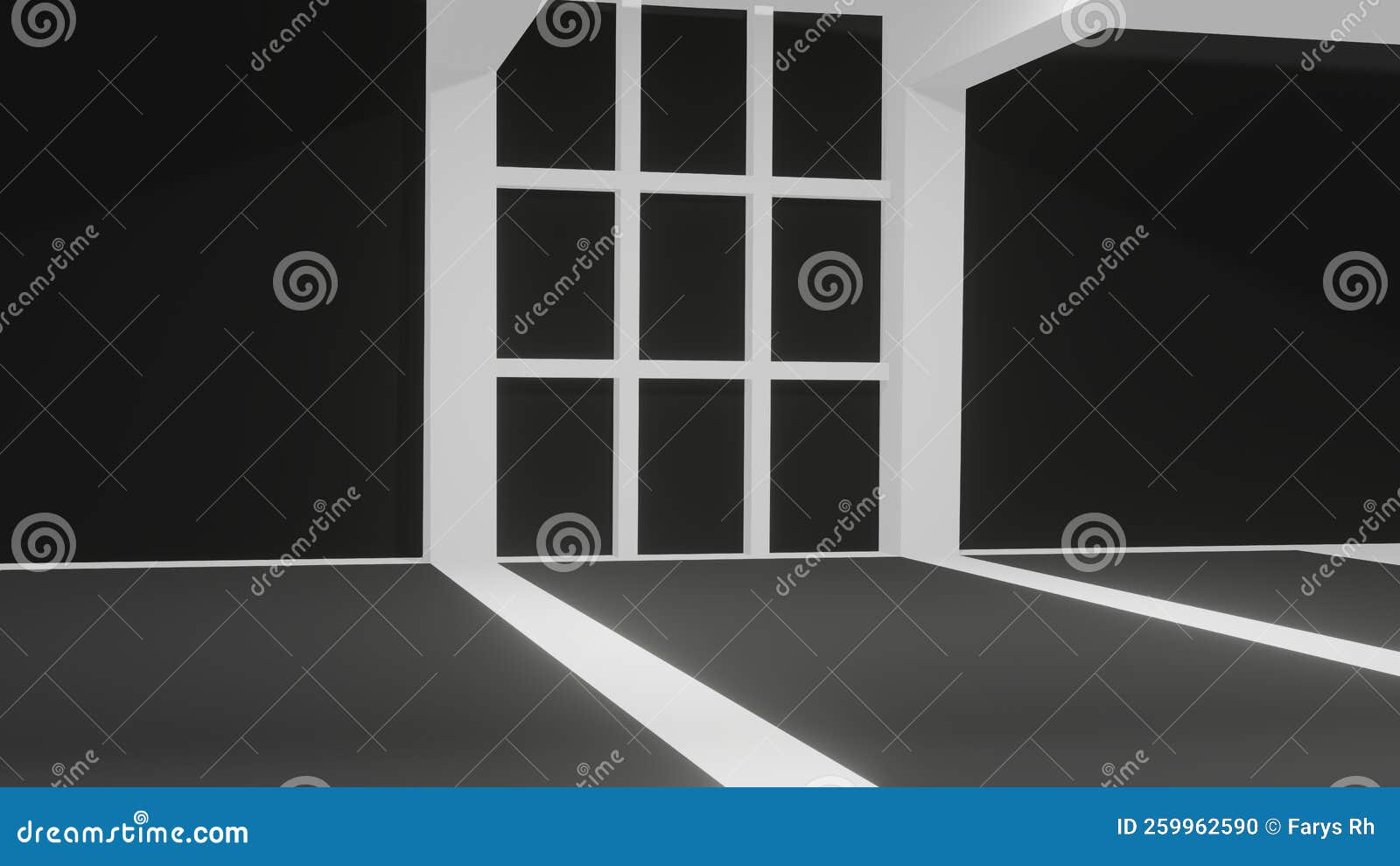 3d Render Black and White Room Side View Stock Illustration ...