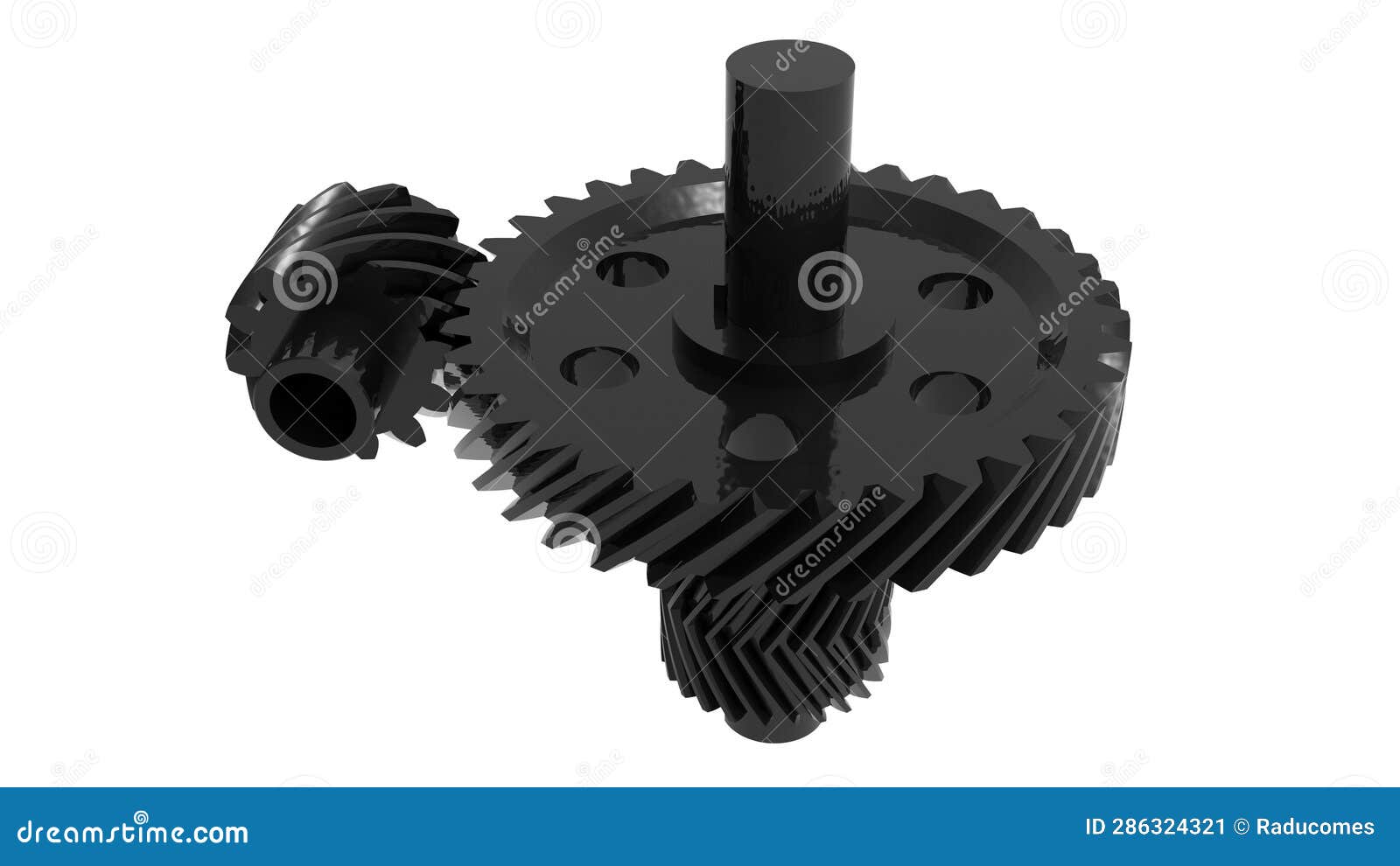 3D Render of a Black Worm Gear Assembly Stock Illustration ...