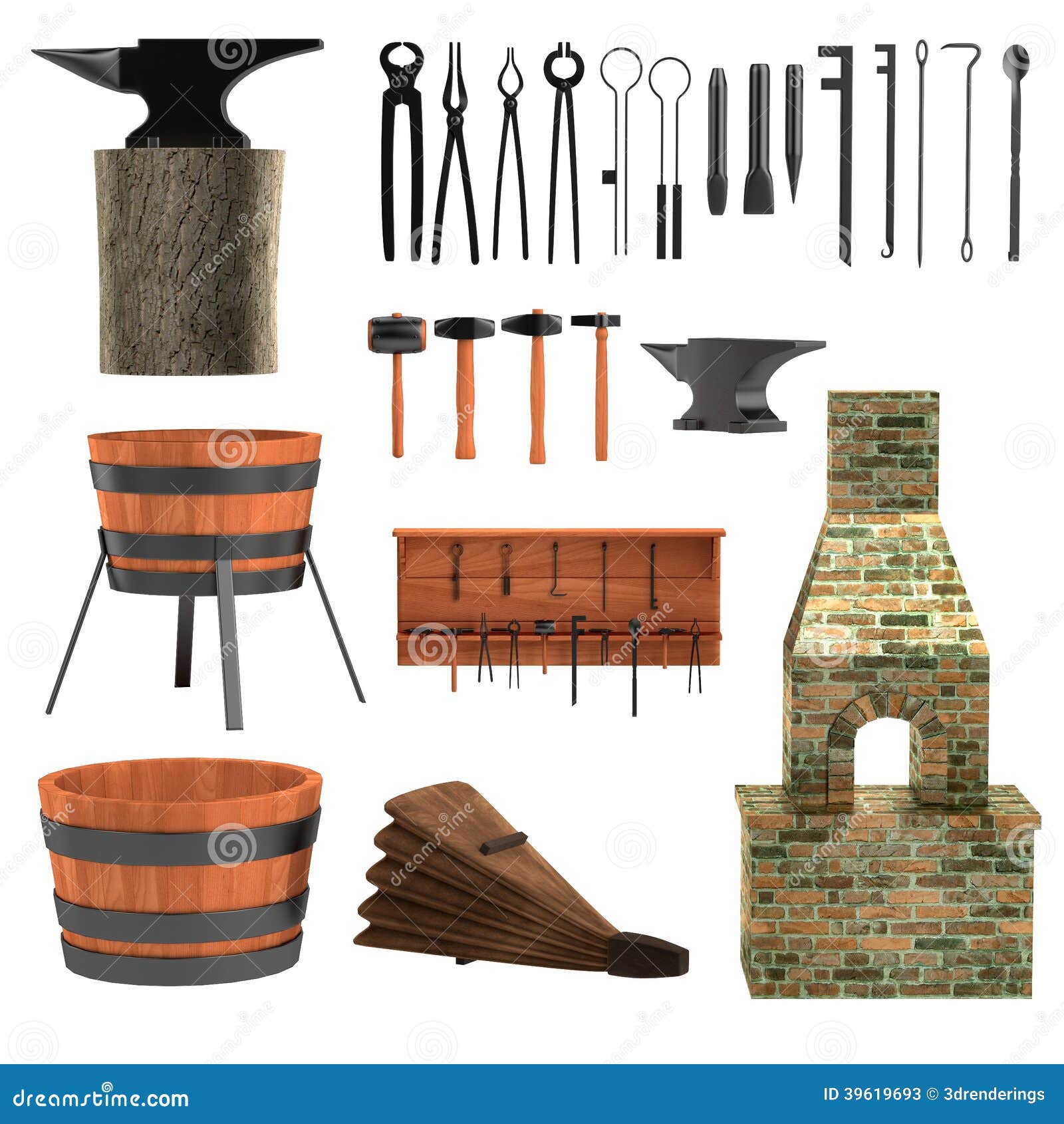 3d Render of Blacksmith Tools Stock Illustration - Illustration of ...