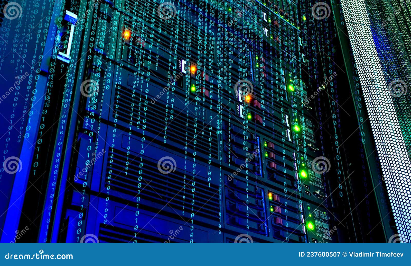 3D Render Blade Server in Rack Cluster Hard Drives Storage Tapes in ...