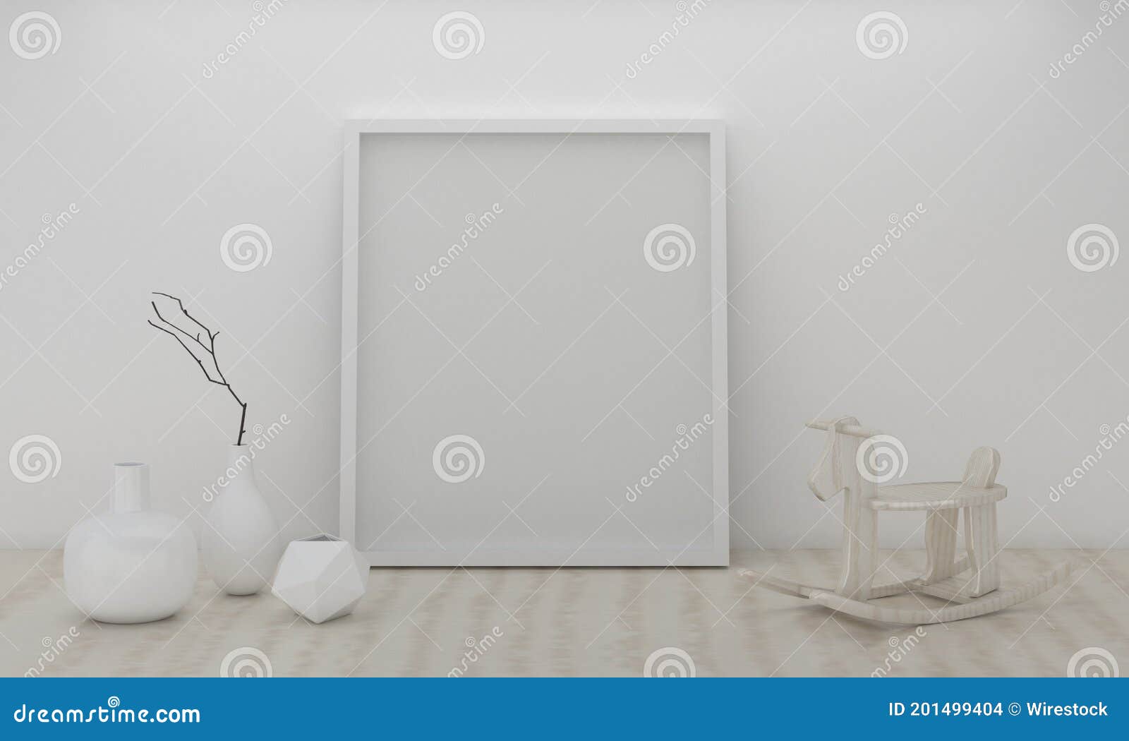 3d Render of a Blank Frame with Some Decoratives Stock Illustration ...