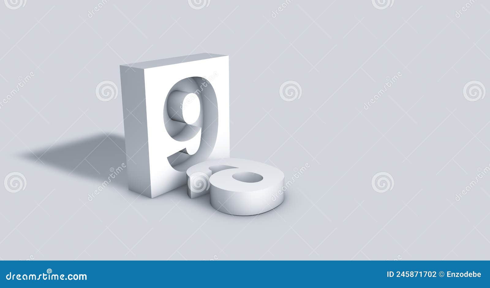 3D render block number 9 stock illustration. Illustration of number ...