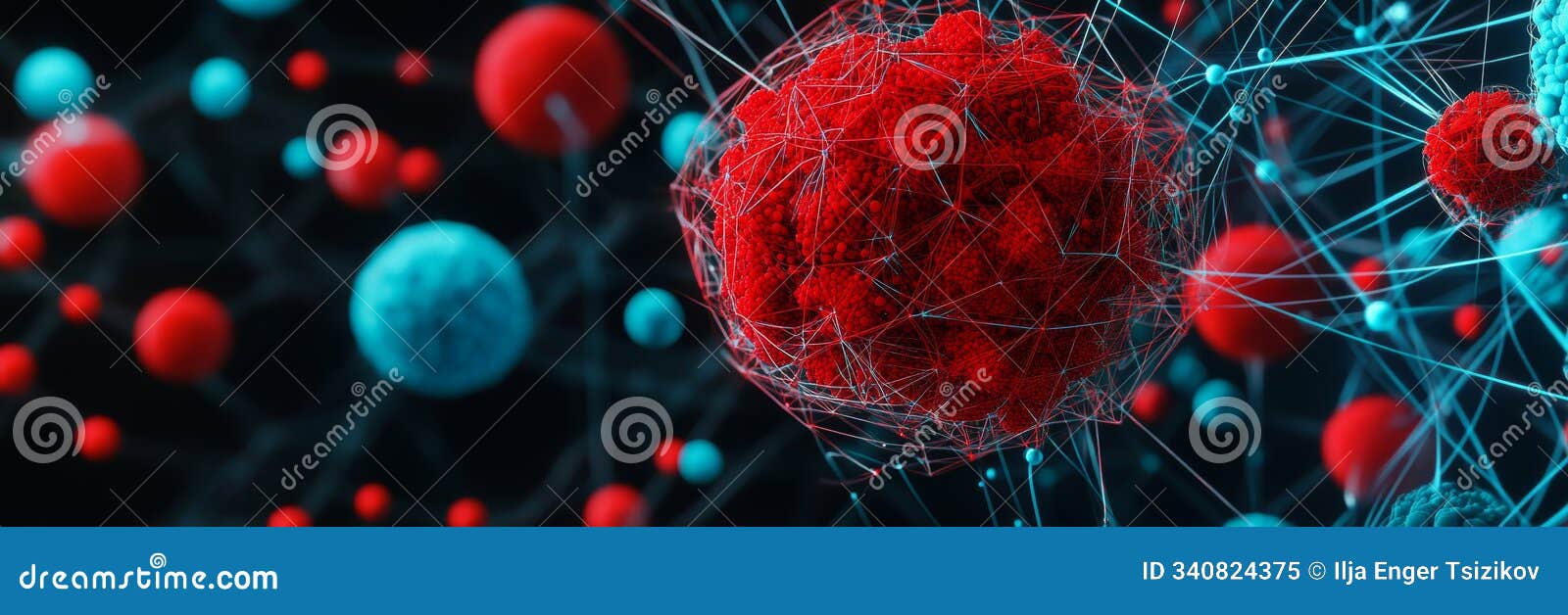 3D Render Blood Cells Visualization. Red and Light Blue Cells Flow in ...