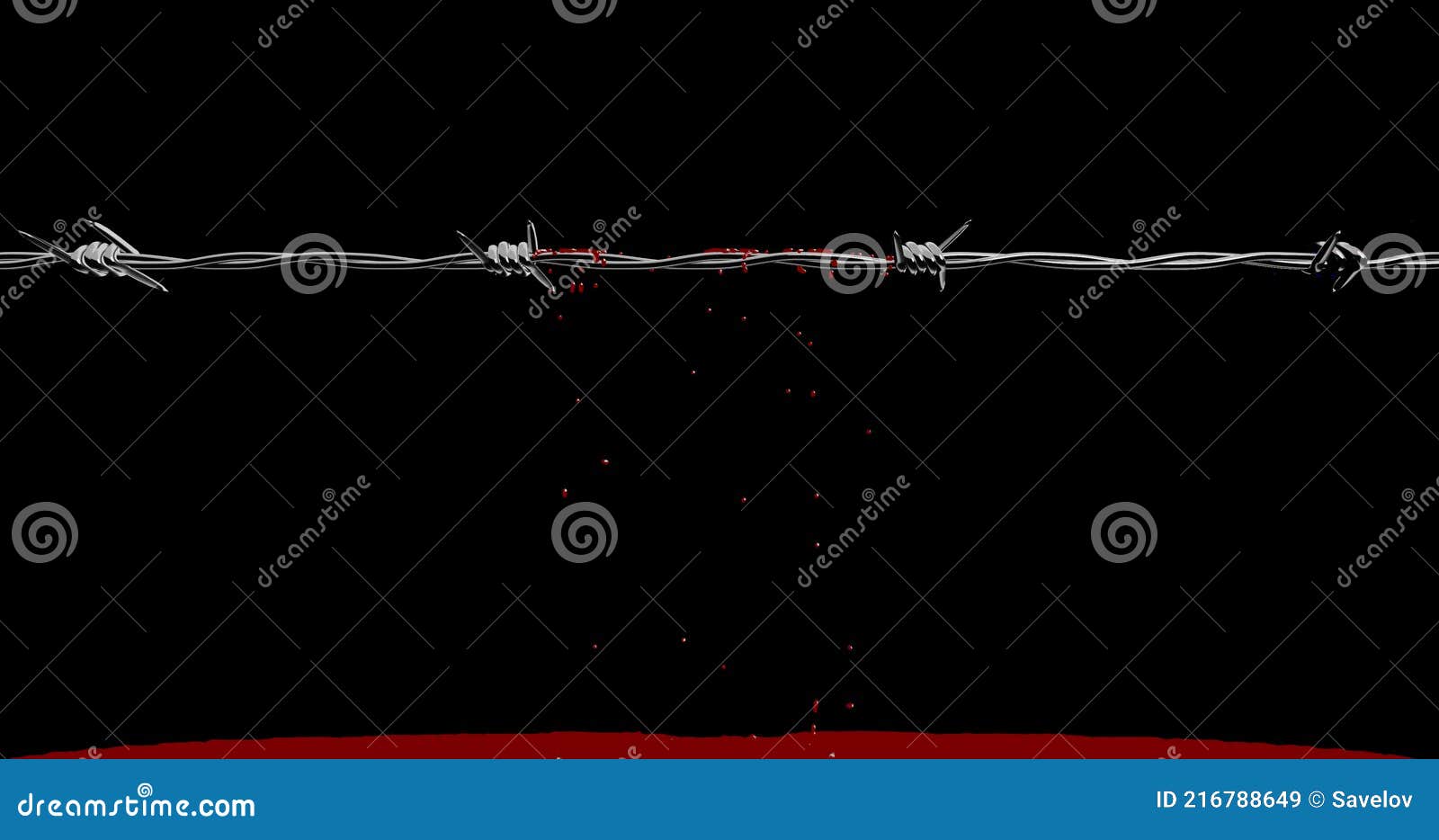 Render with Blood Flowing Down the Barbed Wire Stock Illustration ...