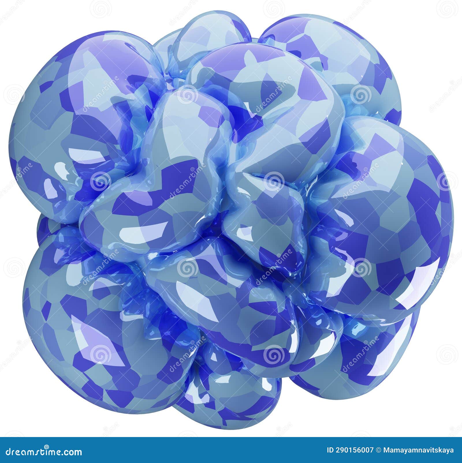 3D Render Blue Abstract Object Illustration, Inflated Abstract Balloon ...