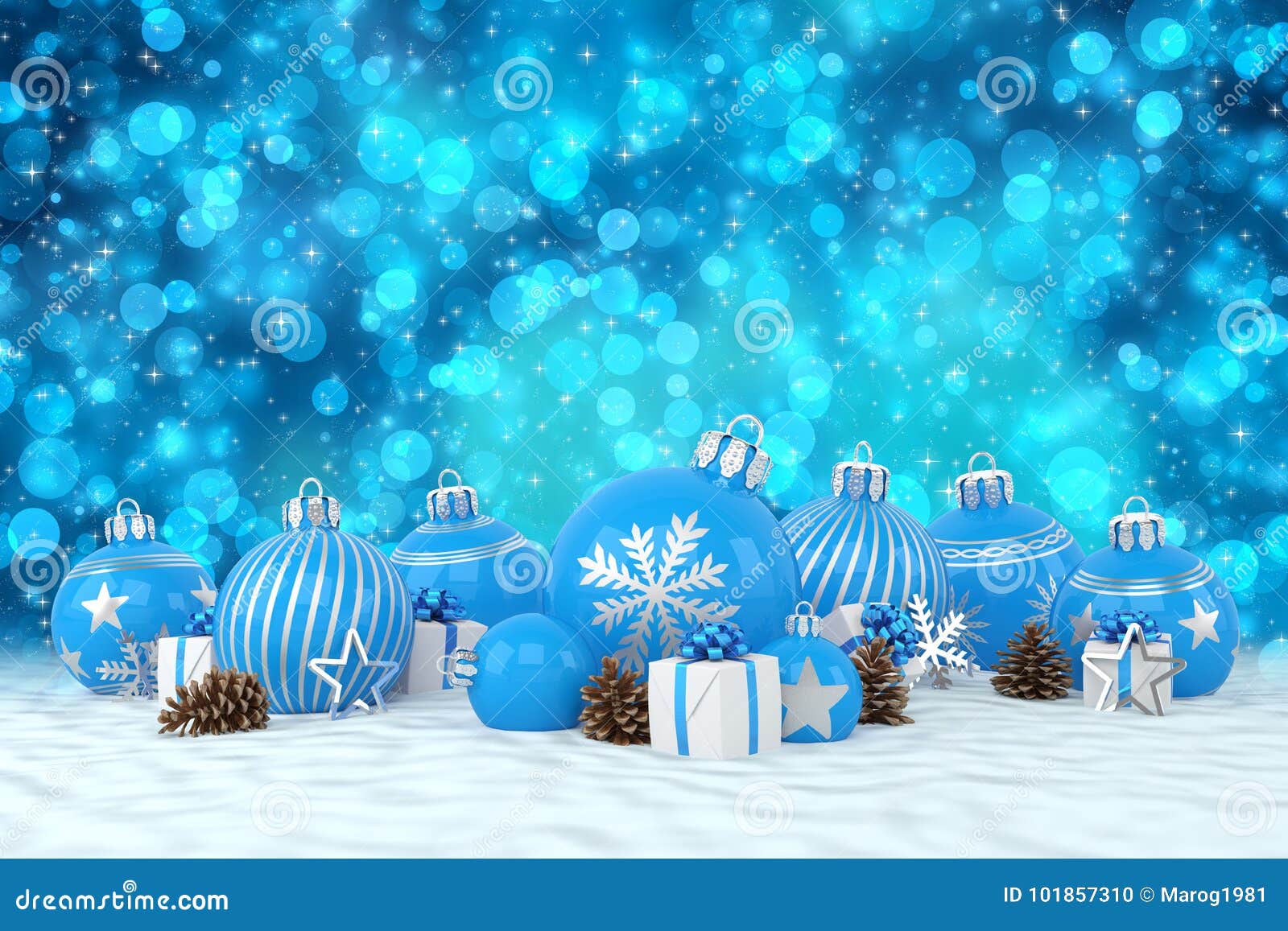 3d Render - Blue Christmas Baubles Over Bokeh Background Stock ... 3d Render - Blue Christmas Baubles Over Bokeh Background Stock ...