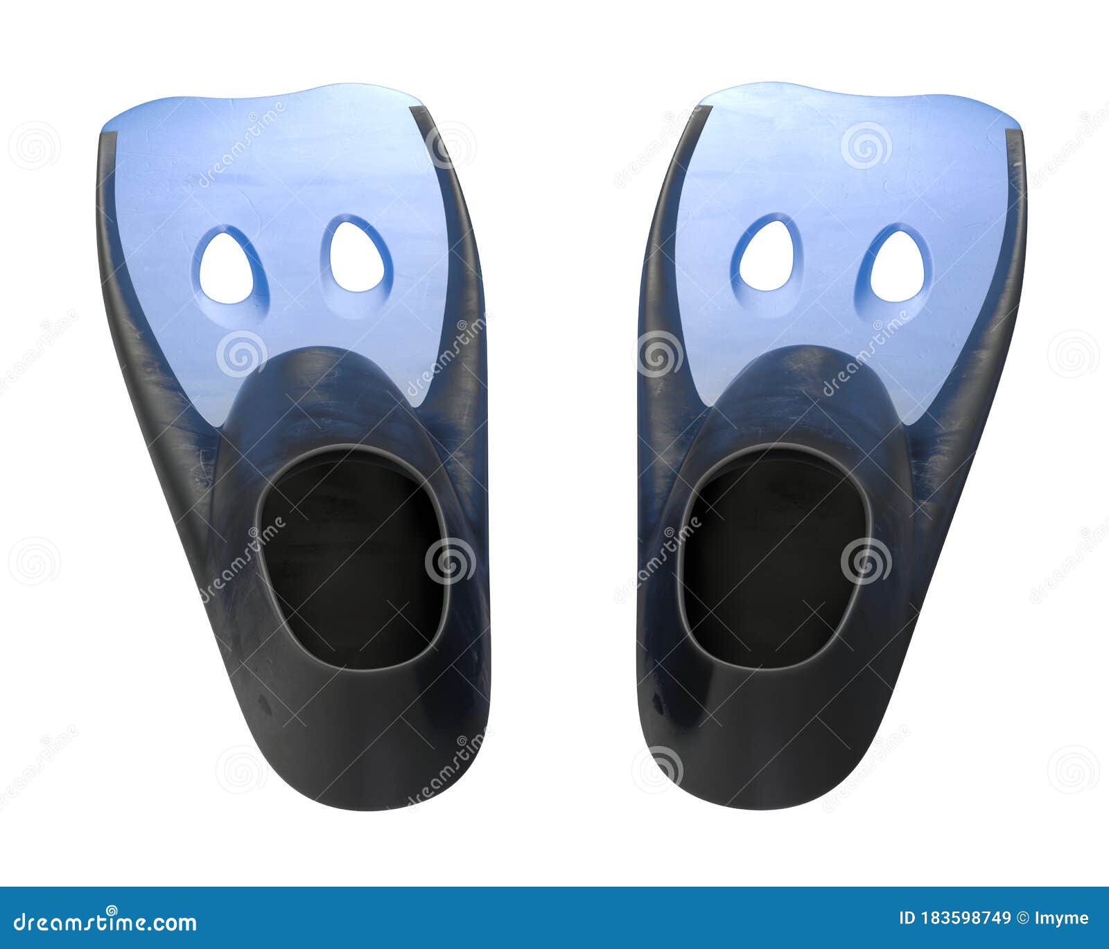 3D Render of Blue Diver Flippers Isolated on White Stock Illustration ...