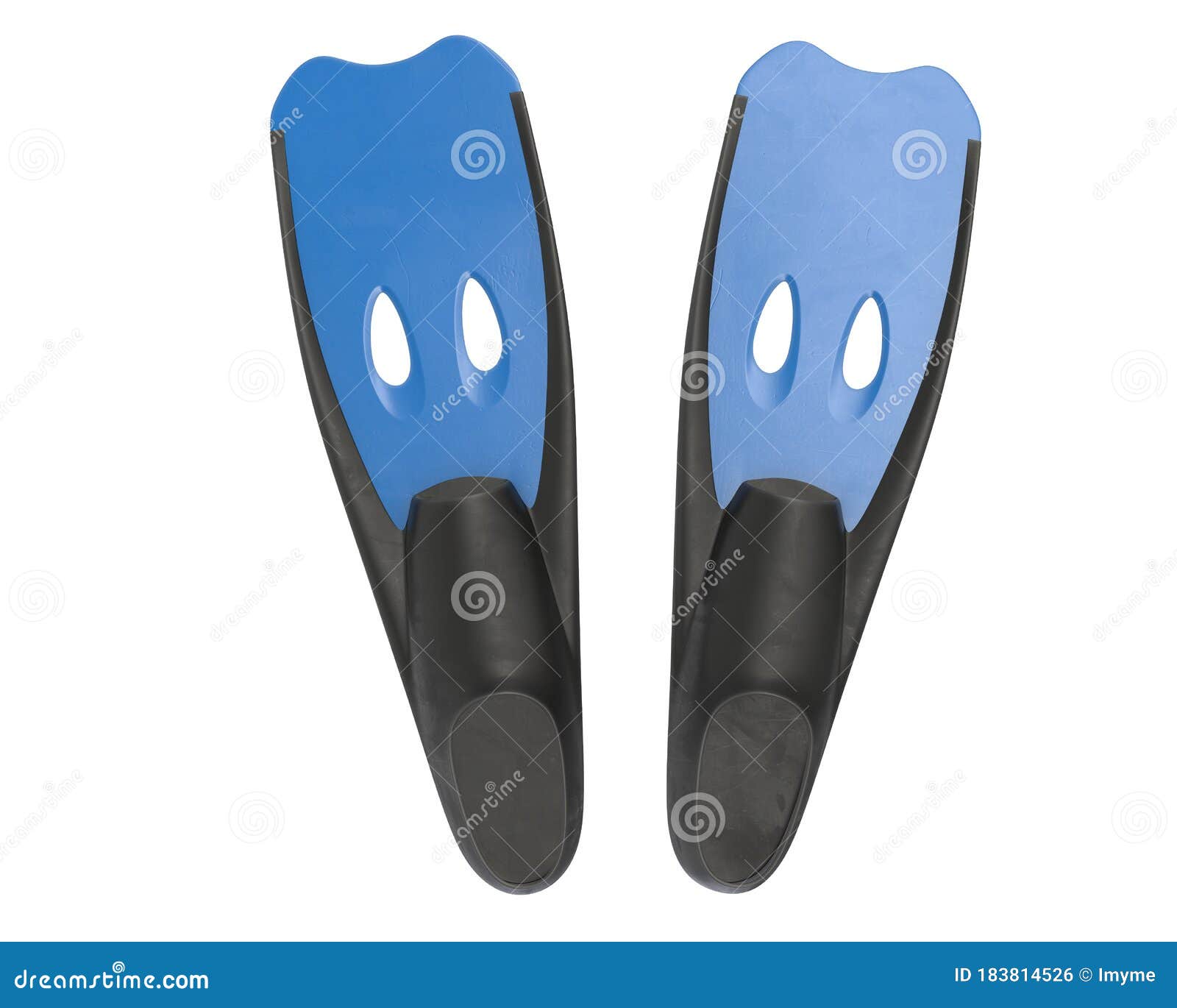 3D Render of Blue Diver Flippers Isolated on White Stock Illustration ...