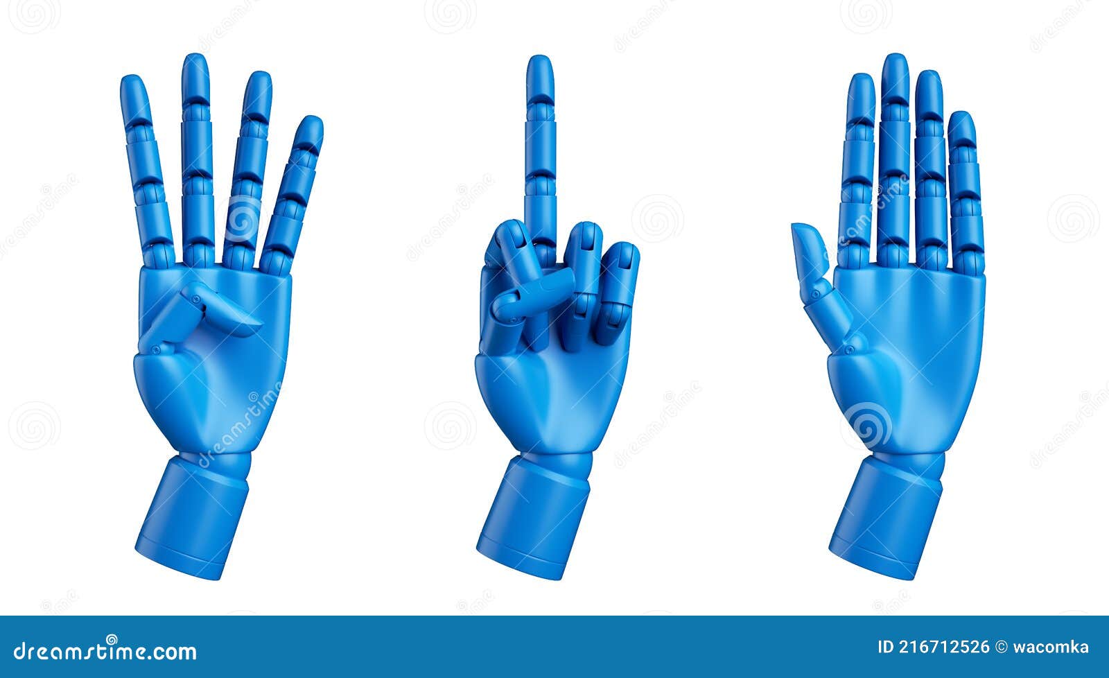 3d Render, Blue Dummy Mannequin Hand, Mechanical Robot Prosthesis, Set ...