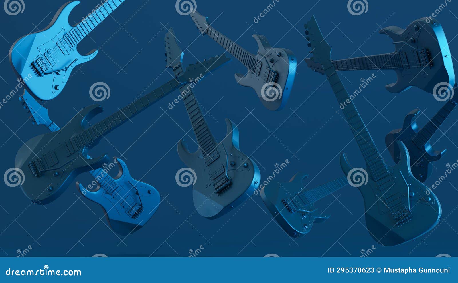 Blue Electric Guitar Isolated on Colored Background, Falling Rock ...