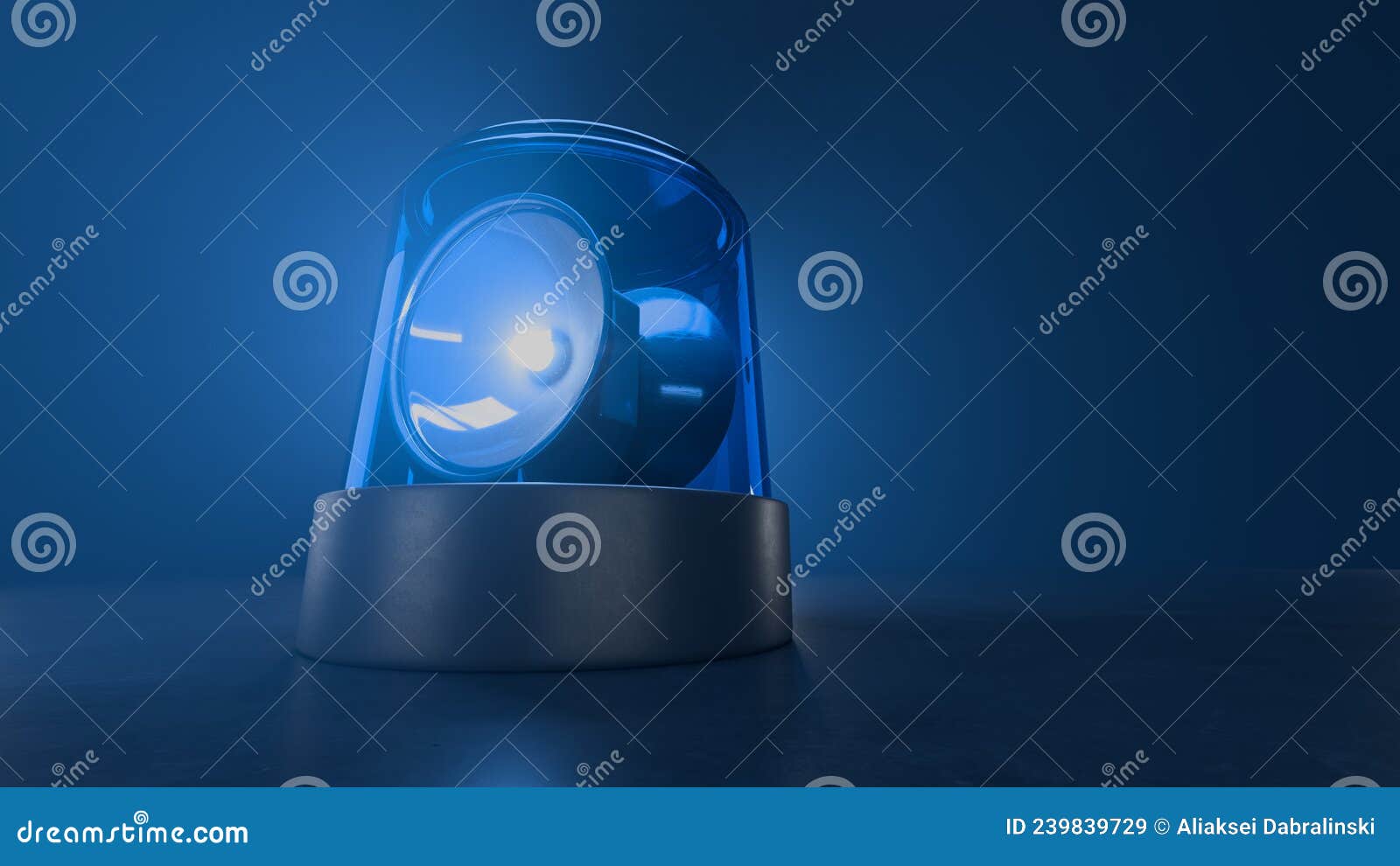 3d Render Blue Emergency Flasher with Volume Light Stock Illustration ...