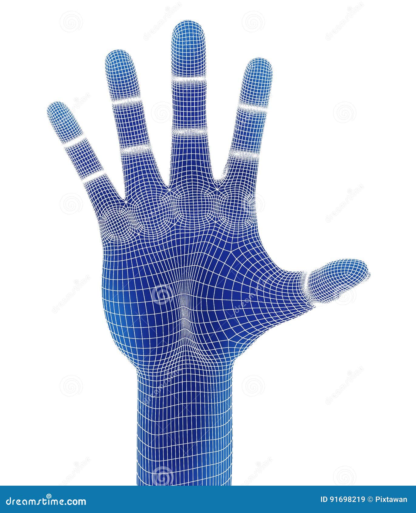 3d render, blue Hand stock illustration. Illustration of graphic - 91698219