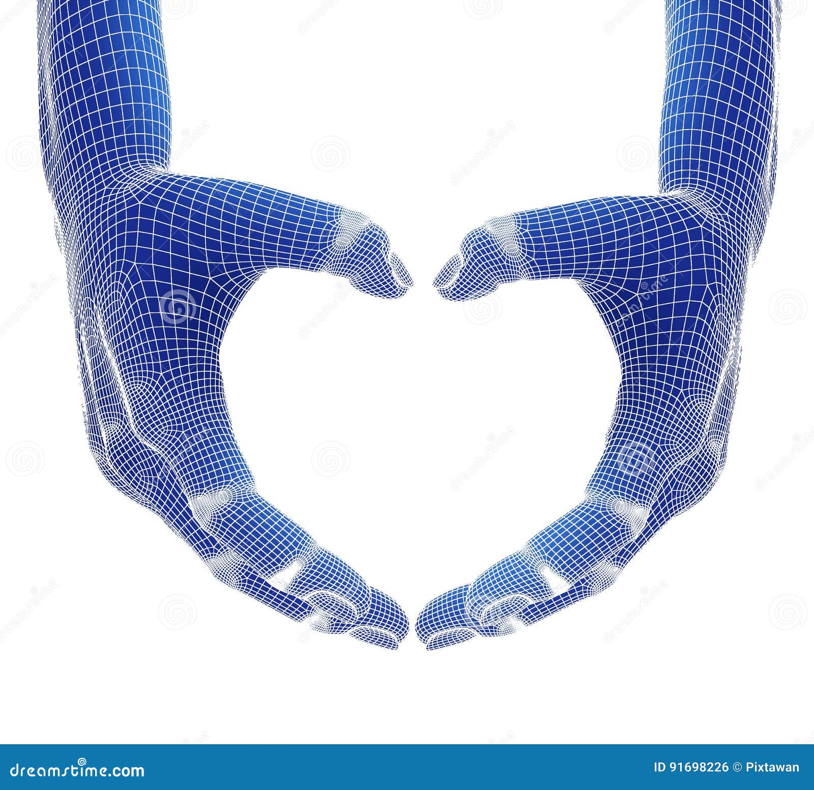 3d render, blue Hand stock illustration. Illustration of abstract ...