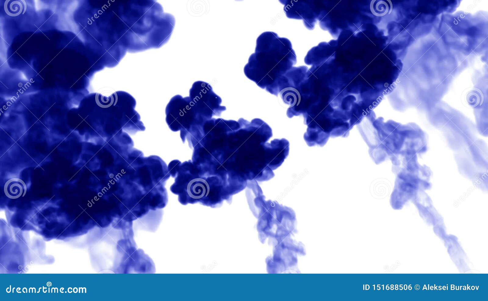 3d Render of Blue Ink Injection Dissolves and Spread in Water on White ...